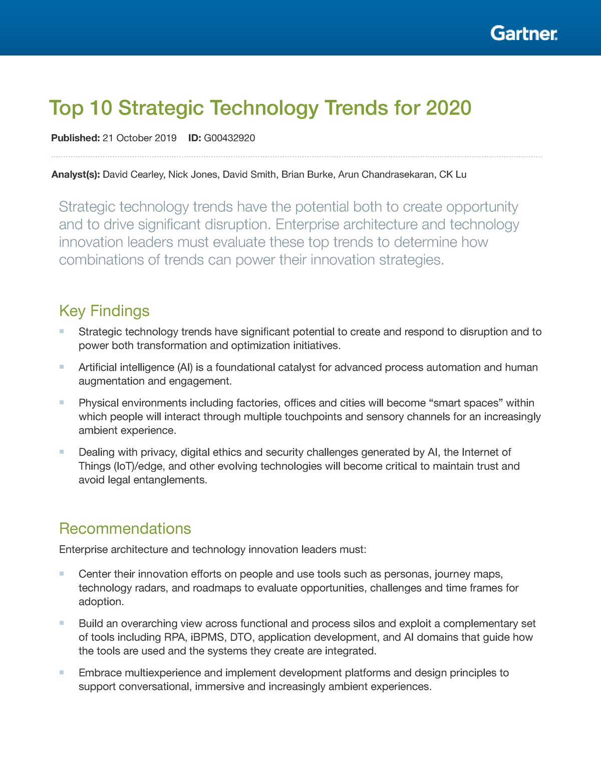 Top 10 Strategic Technology Trends For 2020 Top 10 Strategic