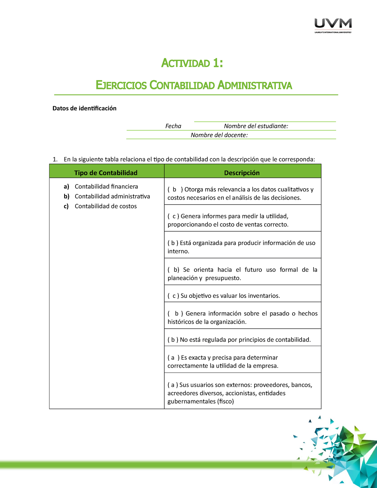 Actividad 1 De Contabilidad Administrativa Blackboard Actividad 1