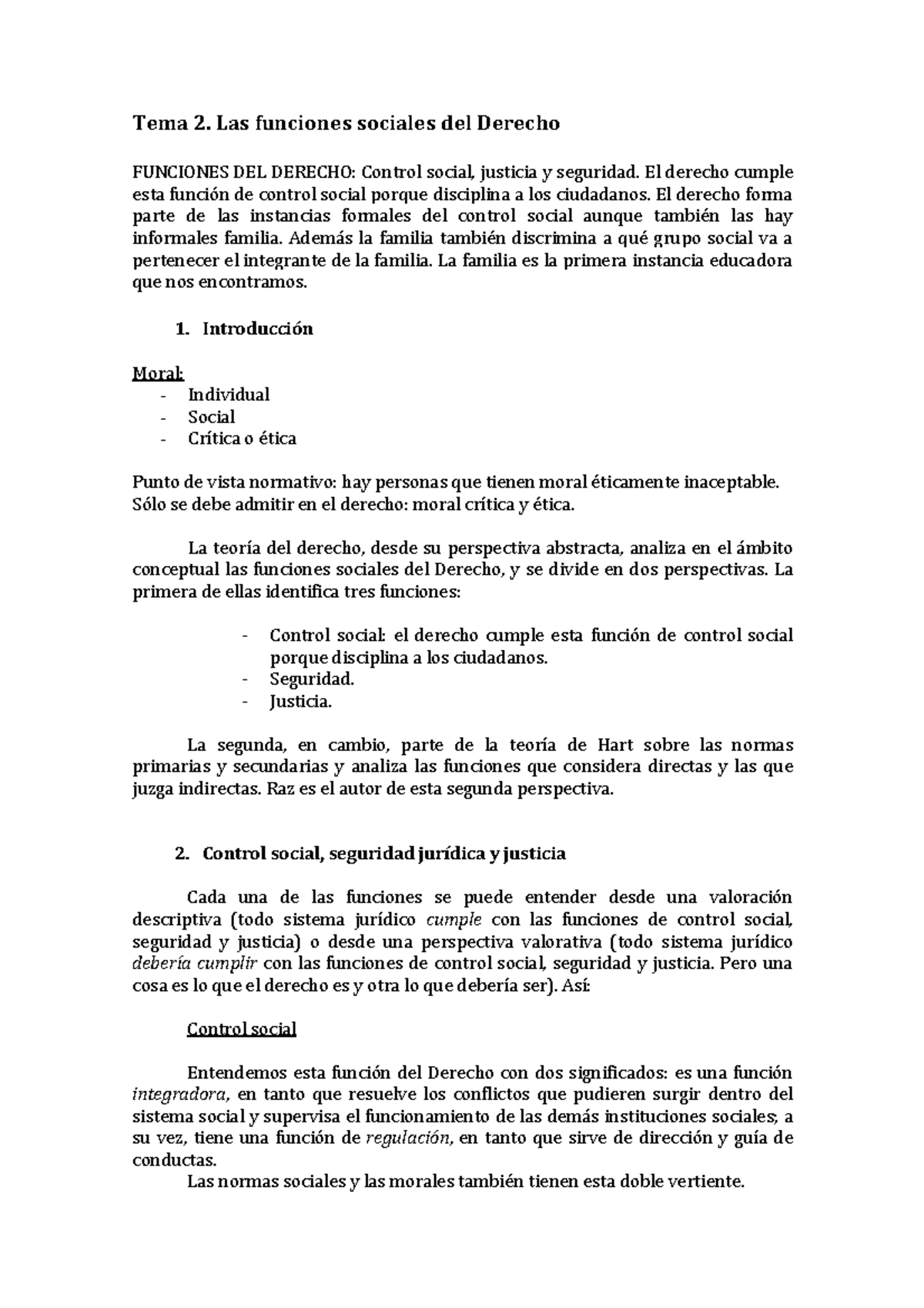 Tema 2 Tema 2 Las Funciones Sociales Del Derecho Funciones Del