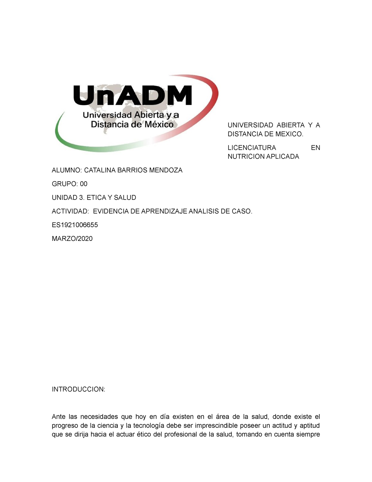 Esa U3 Ea Cabm Tarea Universidad Abierta Y A Distancia De Mexico