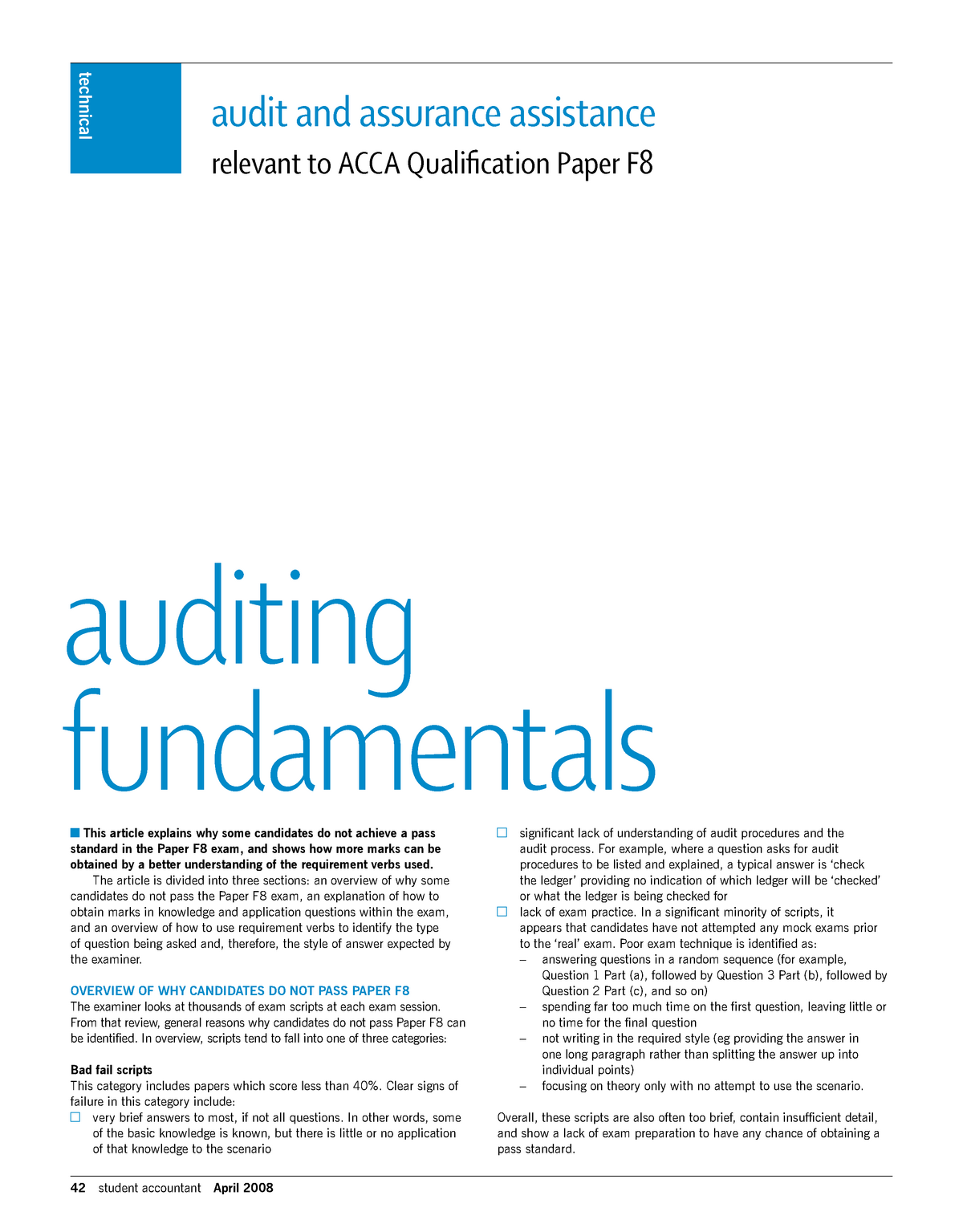 Acca Articles Audit And Assurance Sa Apr08 Lewin 42 Student