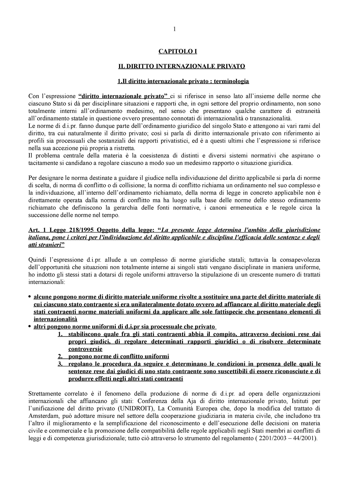 Diritto Internazionale Privato E Processuale Capitolo I Il Diritto