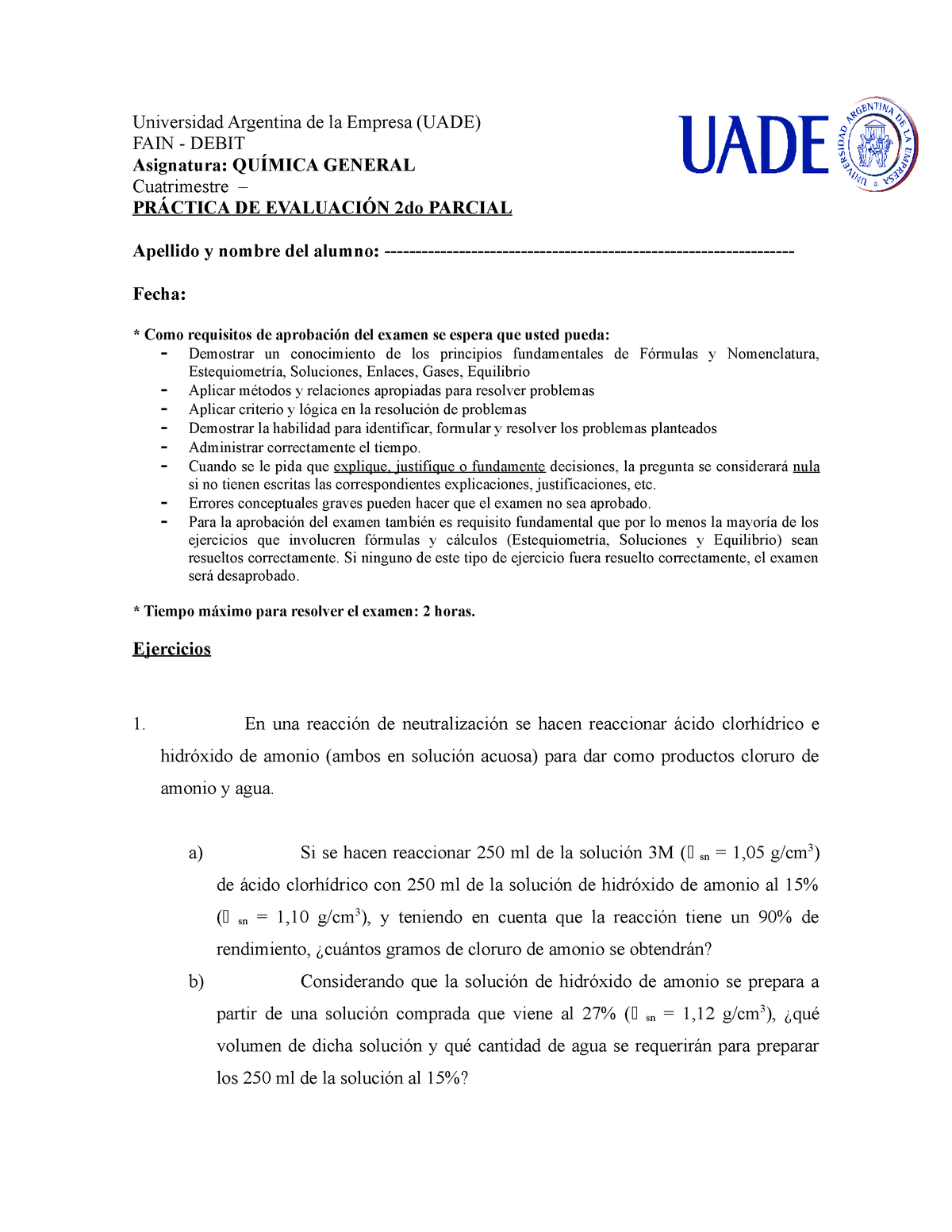 Practica Evaluación Bis 2do Parcial Universidad Argentina De La