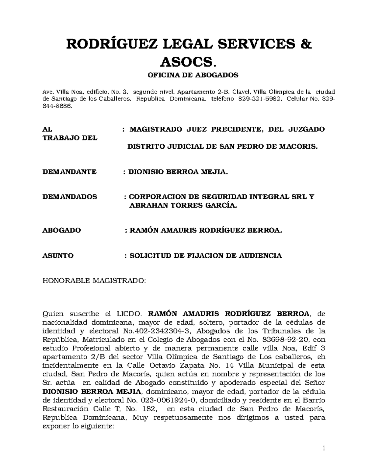 Demanda Laboral En Despido Injustificado 1 RodrÍguez Legal Services