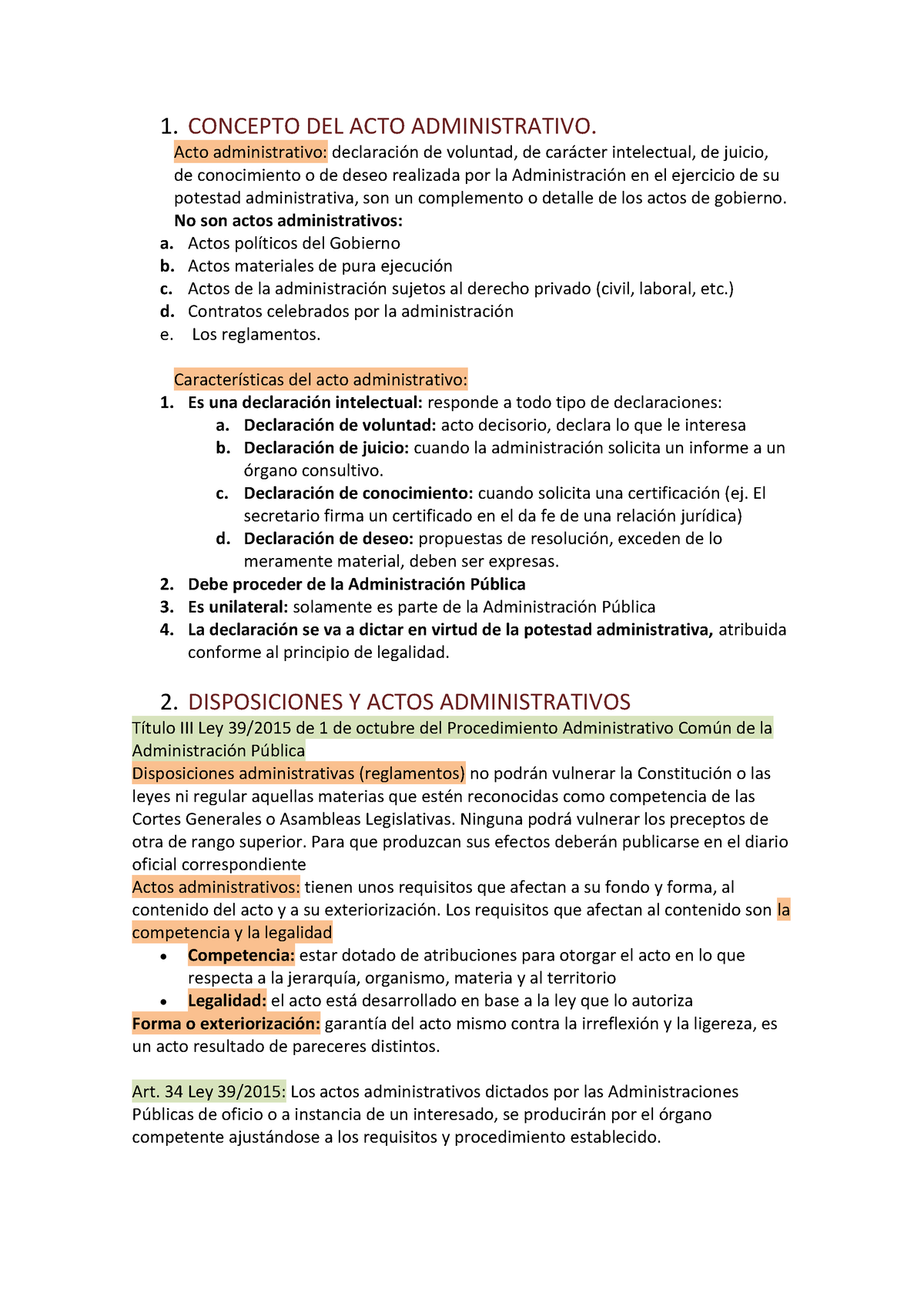 El Acto Administrativo 1 Concepto Del Acto Administrativo Acto