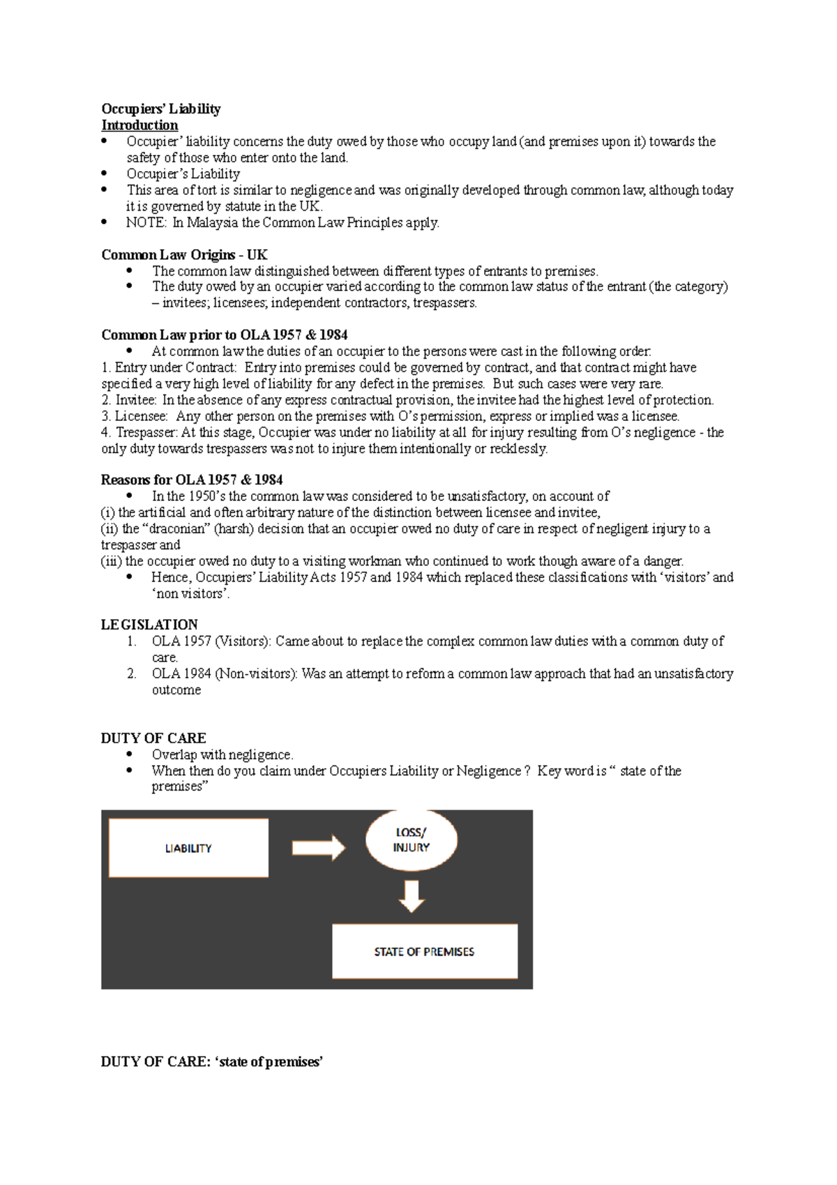 Tort 4 Occupiers Liability Occupiers Liability Introduction