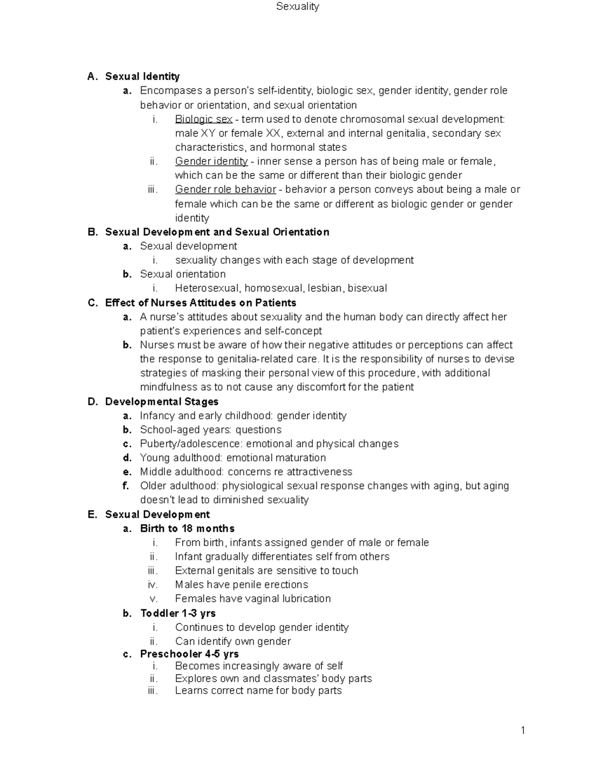 Sexuality Lecture Notes 7 Sexuality A Sexual Identity A