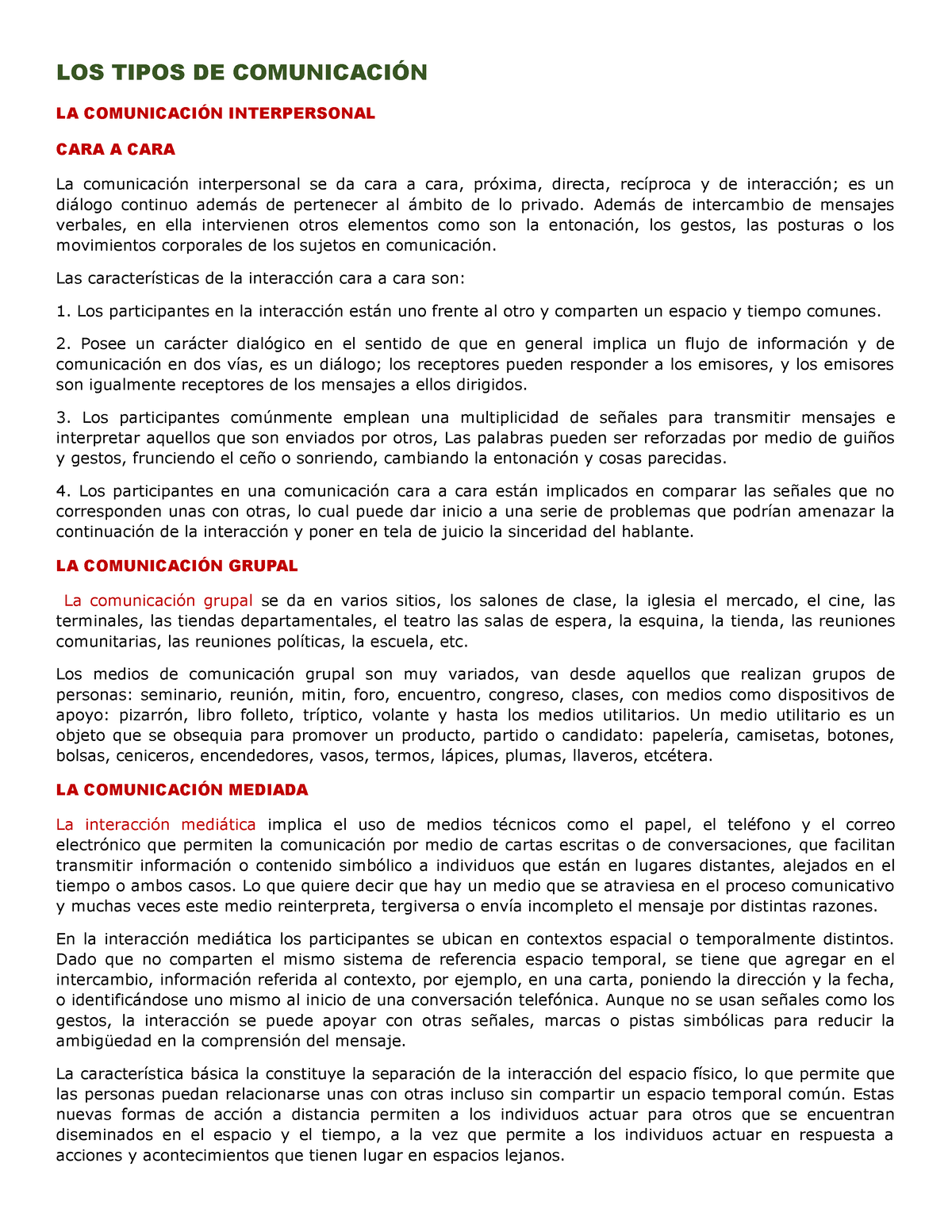 Tipos De Comunicación Apuntes Cc I Bl Los Tipos De ComunicaciÓn La