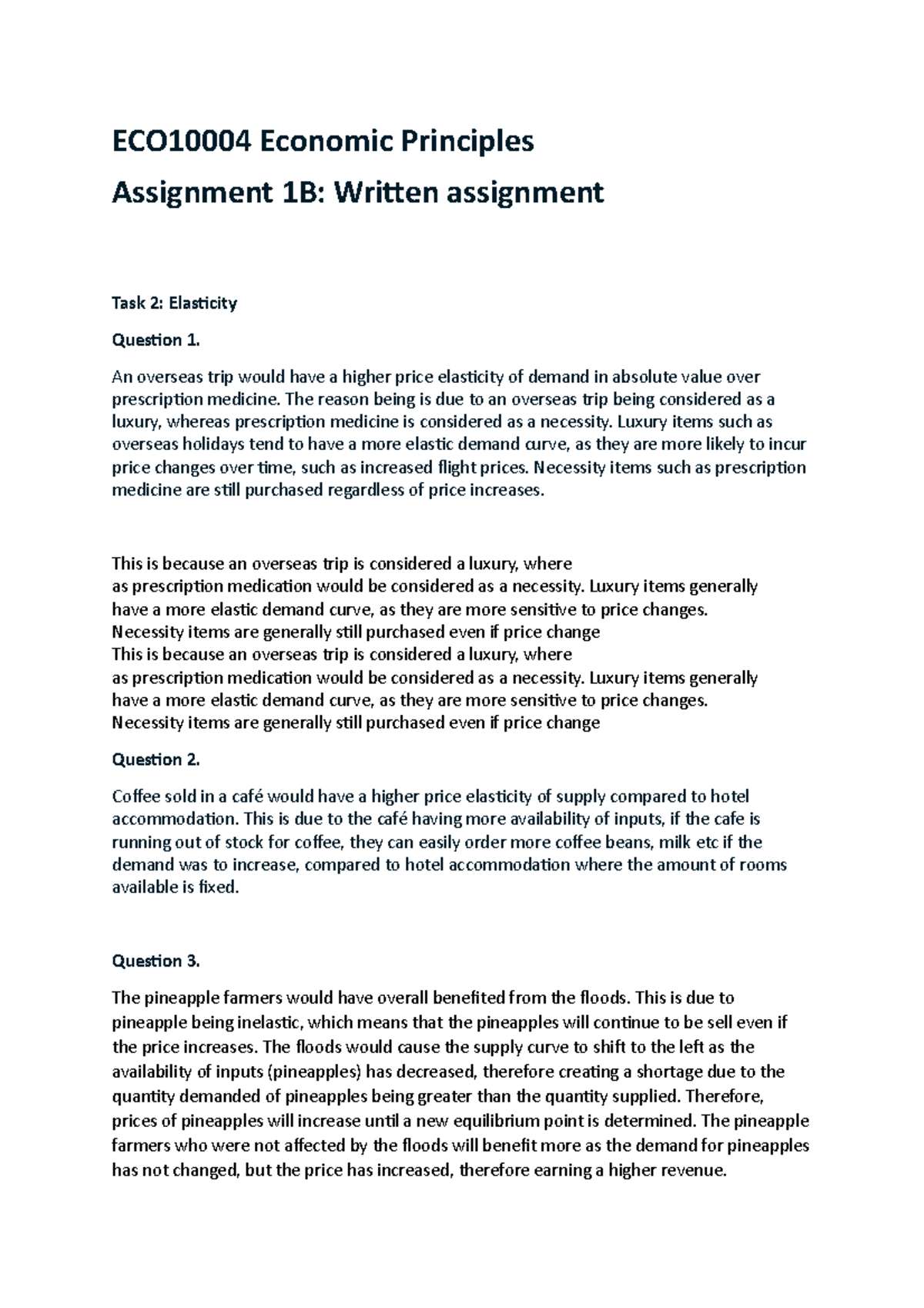 Eco10004 Economic Principles Assignment 1b Eco10004 Economic