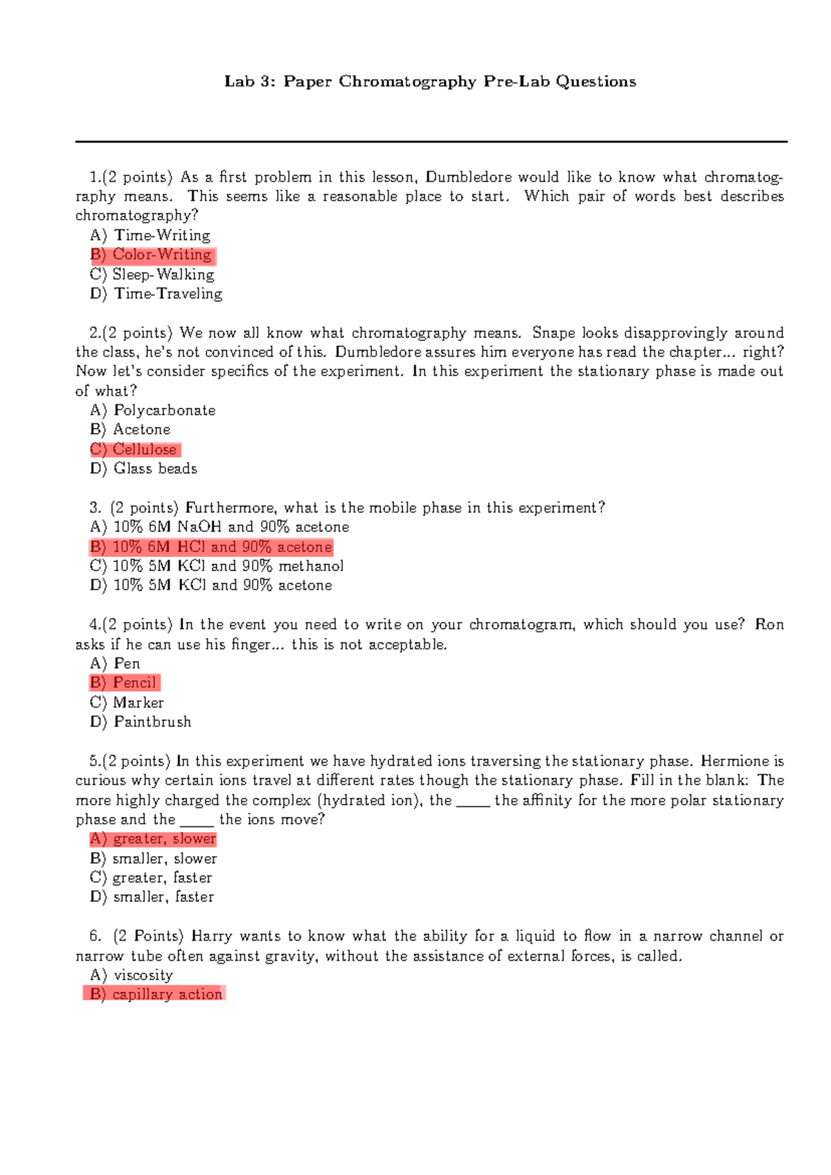 Kami Export Lab 3 Pre Lab Lab 3 Paper Chromatography Pre Lab