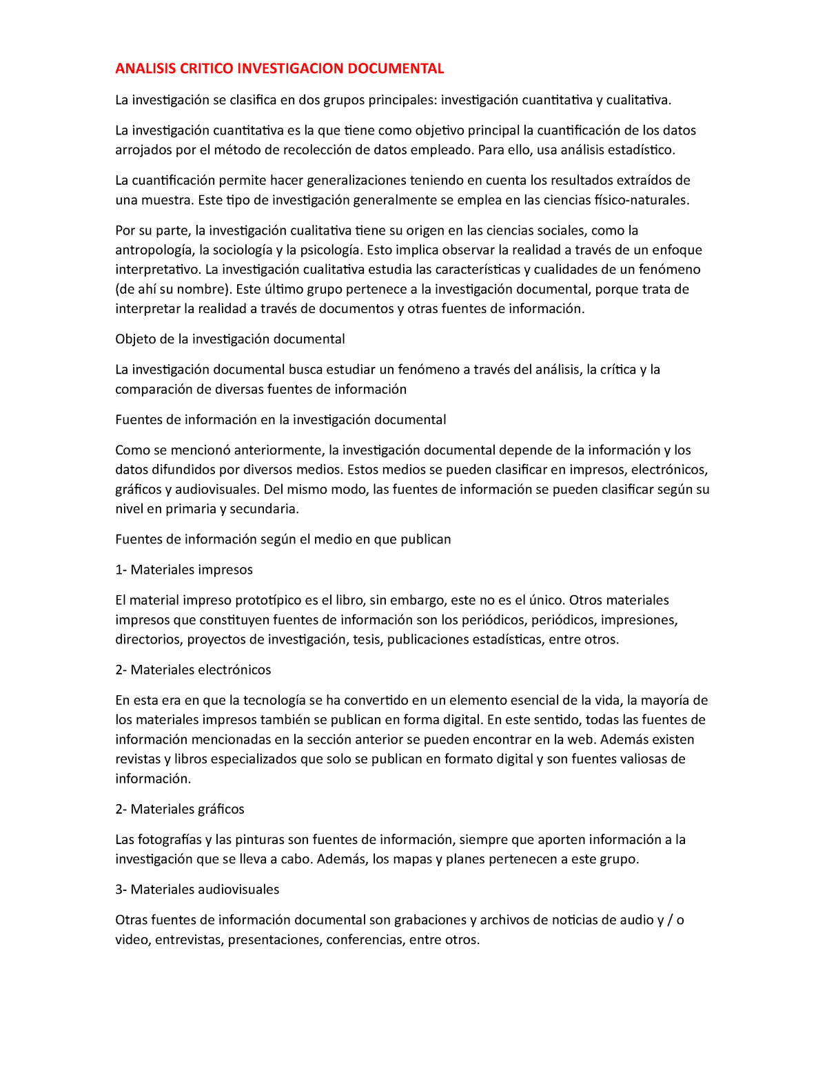 Analisis Critico Analisis Critico Investigacion Documental La