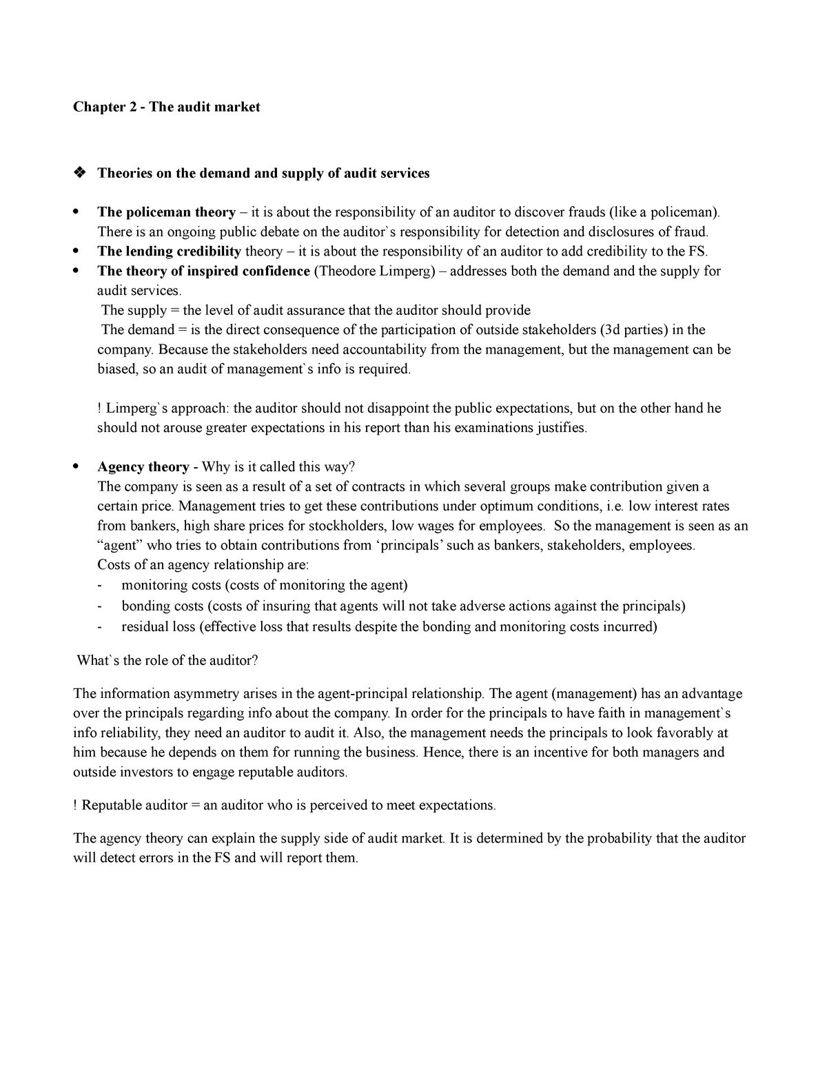 Chapter 2 Principles Of Auditing Chapter 2 The Audit Market