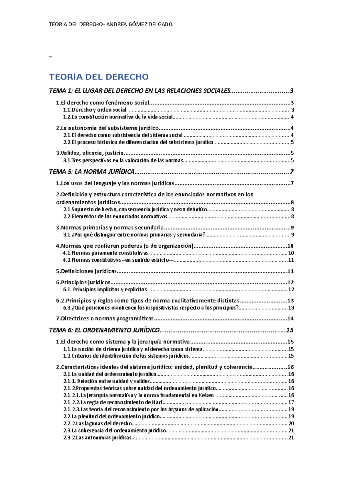 Teoria Del Derecho Resumen TeorÍa Del Derecho Tema 1 El Lugar Del