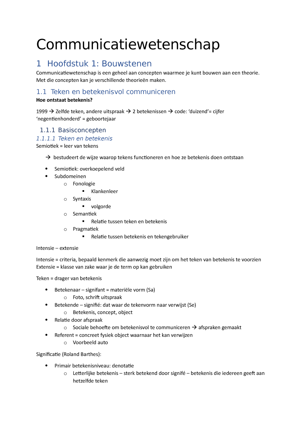 Communicatiewetenschap Samenvatting Communicatiewetenschap 1