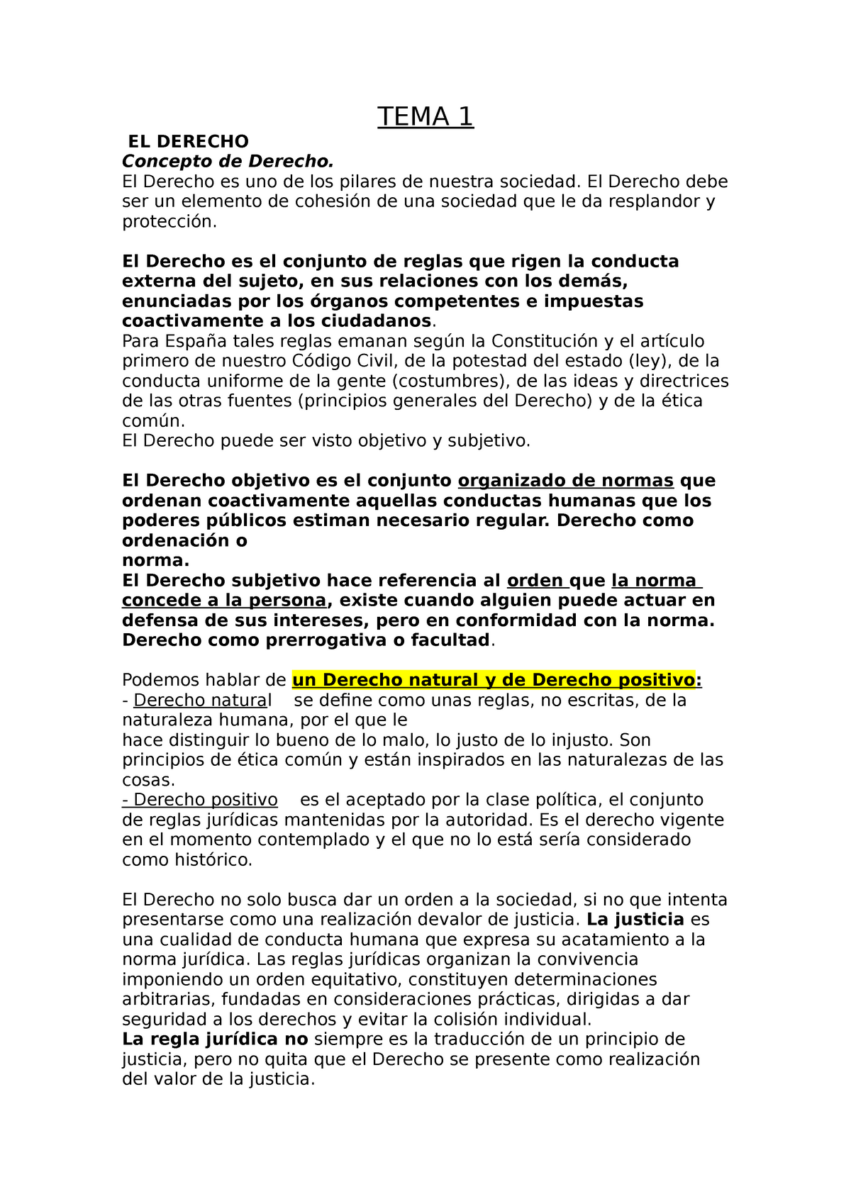 Introduccion Al Derecho Tema 1 Tema 1 El Derecho Concepto De Derecho