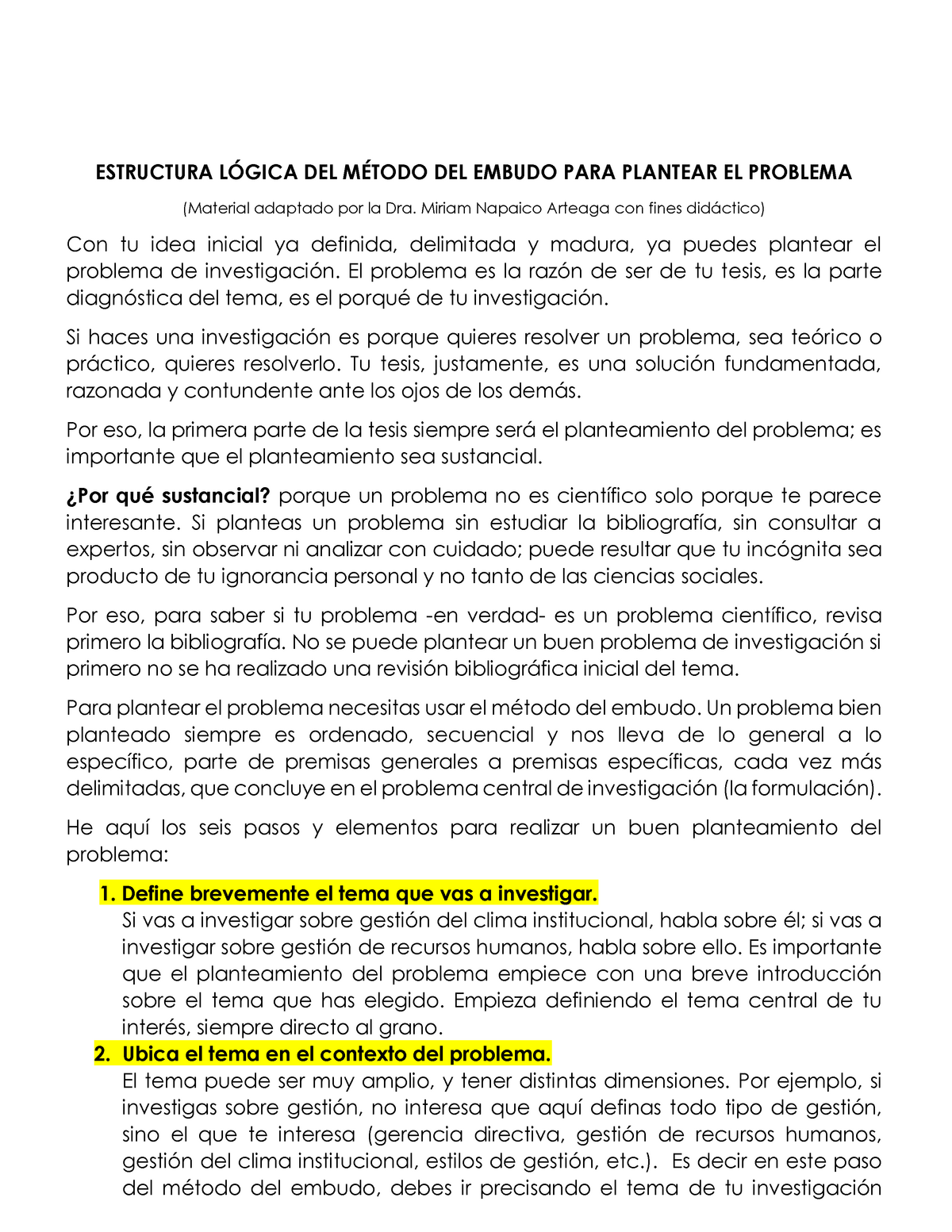 1 Estructura Del Método Del Embudo Para Plantear El Problema