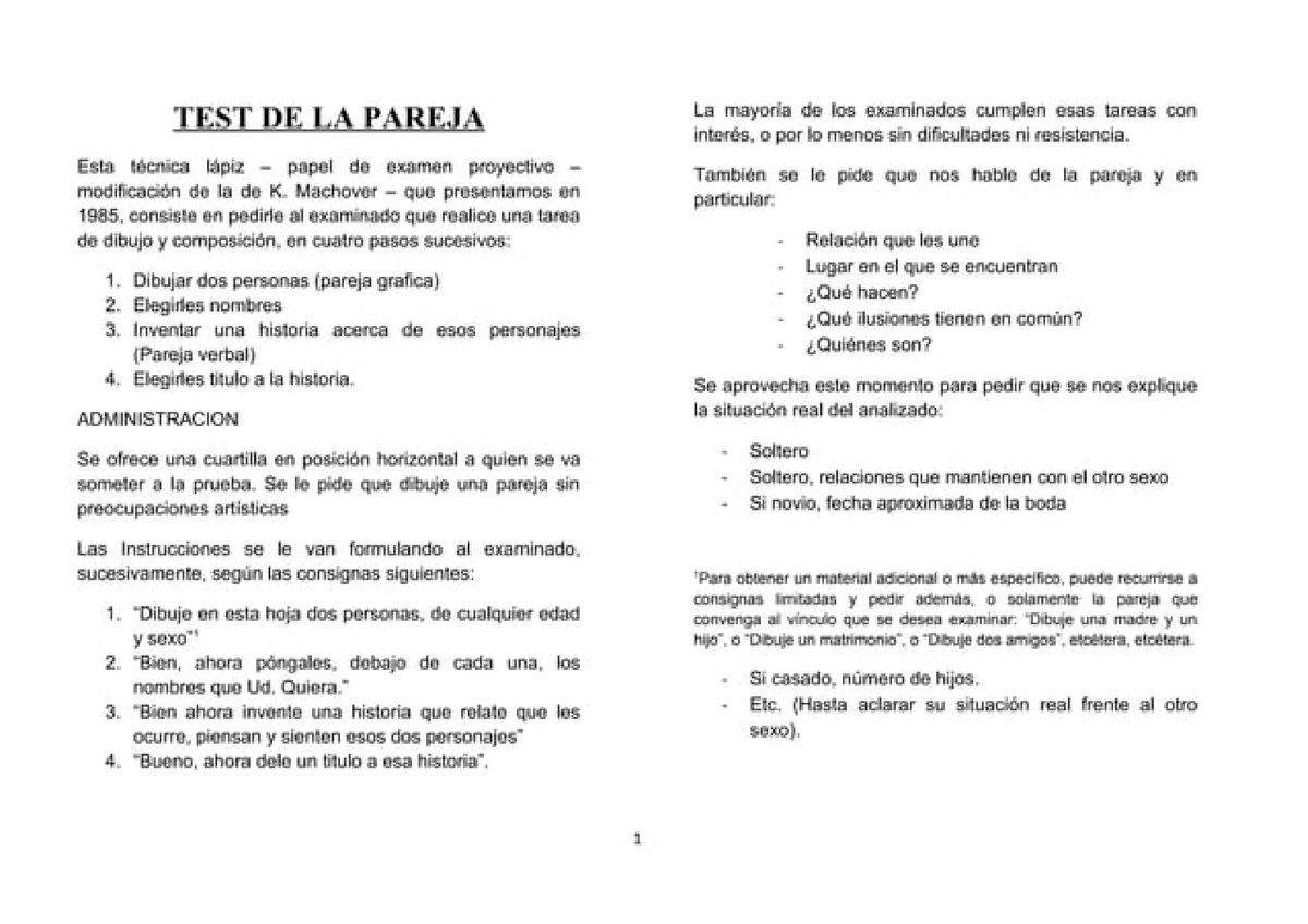 Test De La Pareja Evaluación En Psicología Clínica Studocu