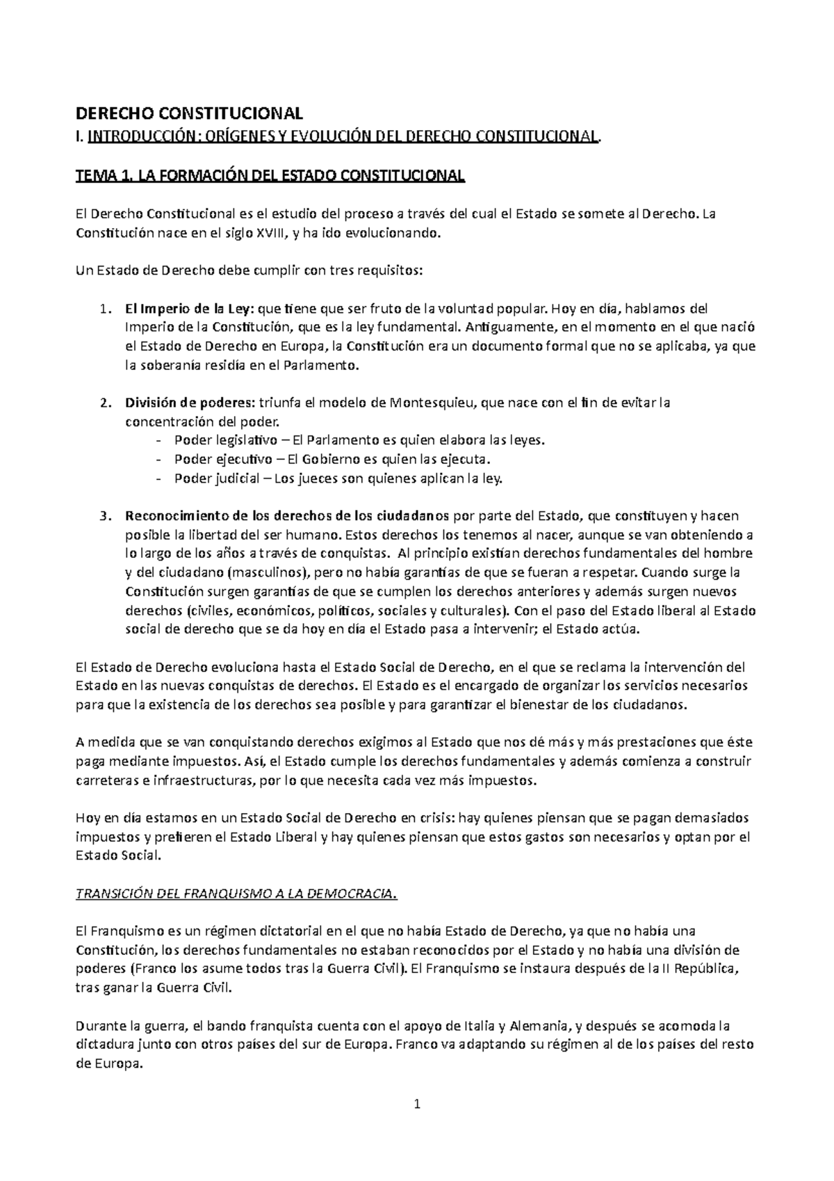 Apuntes Constitucional Derecho Constitucional I IntroducciÓn