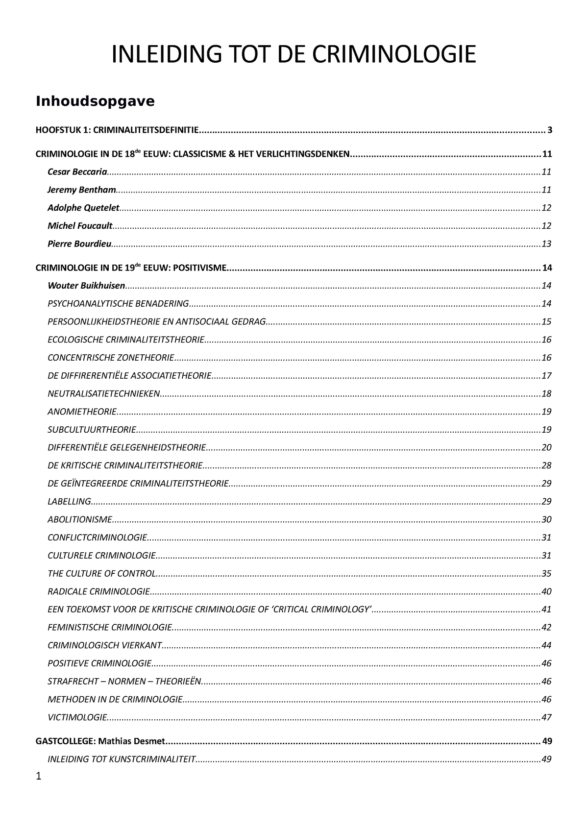 Inleiding Tot De Criminologie Inleiding Tot De Criminologie Hoofstuk