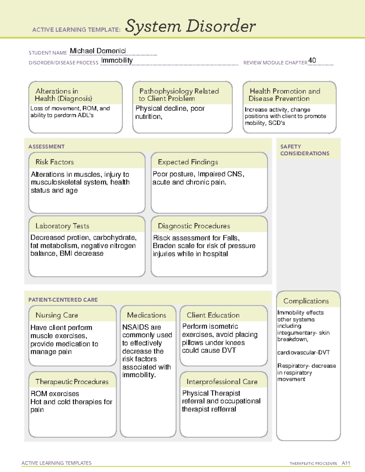 Active Learning Template System Disorder