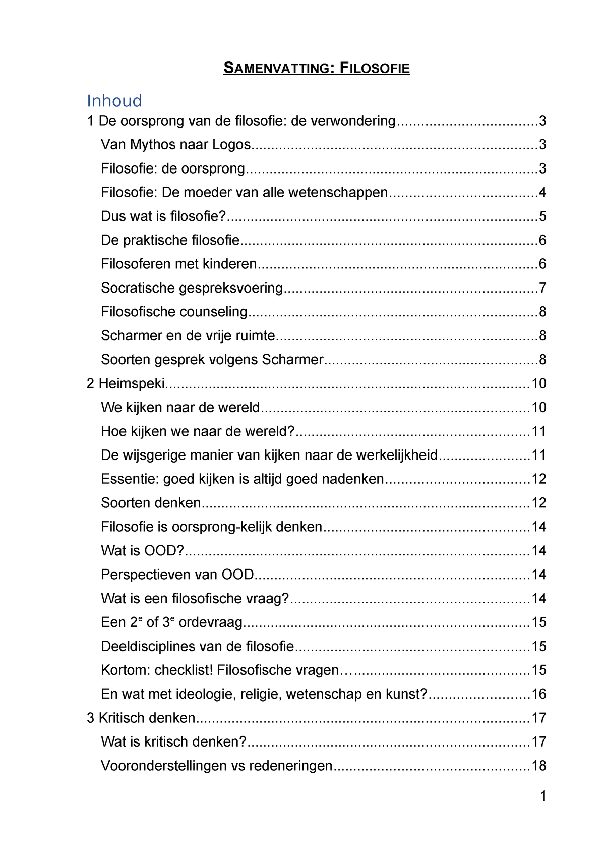 Samenvatting Filosofie Samenvatting Filosofie 1 De Oorsprong Van De