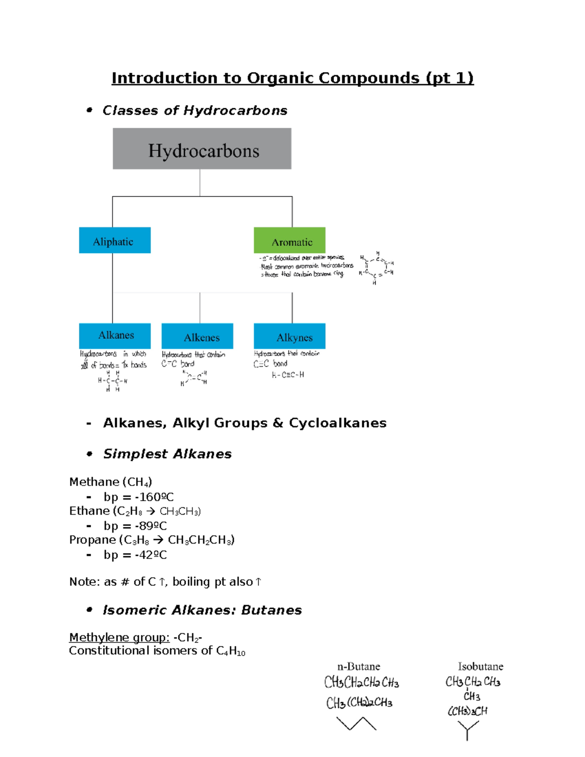 Chapter 3 Intro To Organic Compounds Pt 1 Notes Introduction To