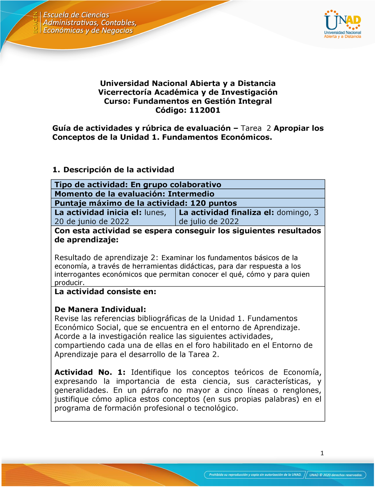 Guía De Actividades Y Rúbrica De Evaluación Unidad 1 Tarea 2