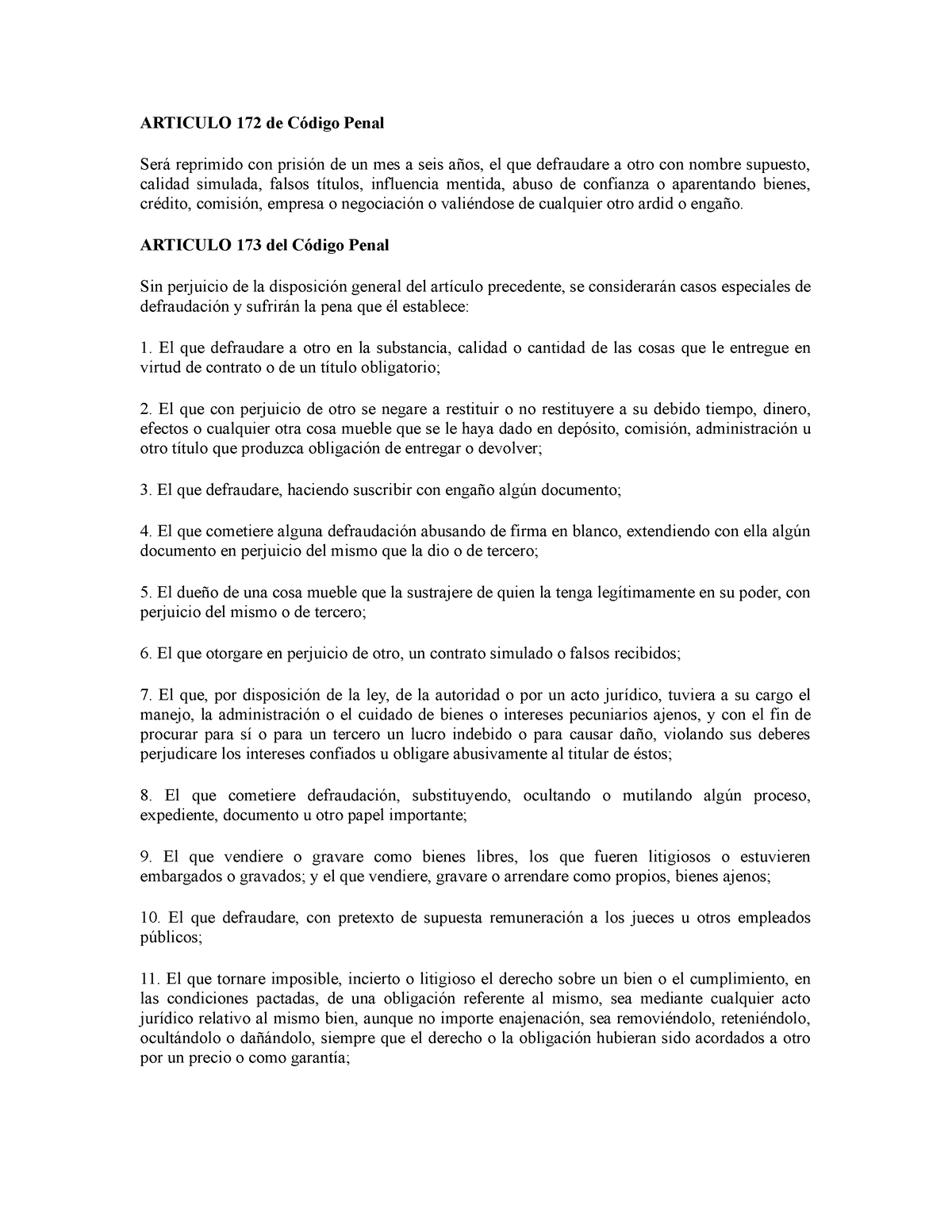 Arg Codigo Penal Art 172 Y 173 3 Articulo 172 De Código Penal Será