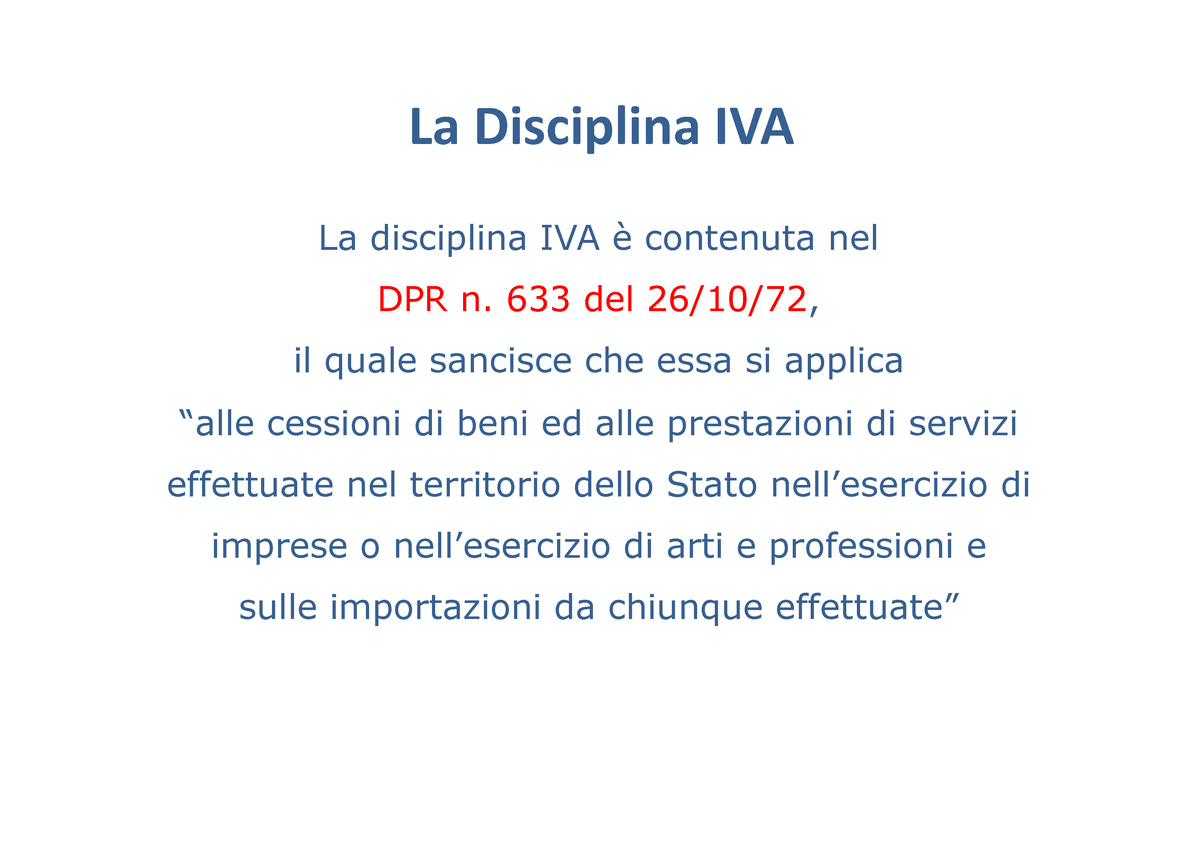 La Disciplina Delliva E La Liquidazione Delliva La Disciplina Iva è