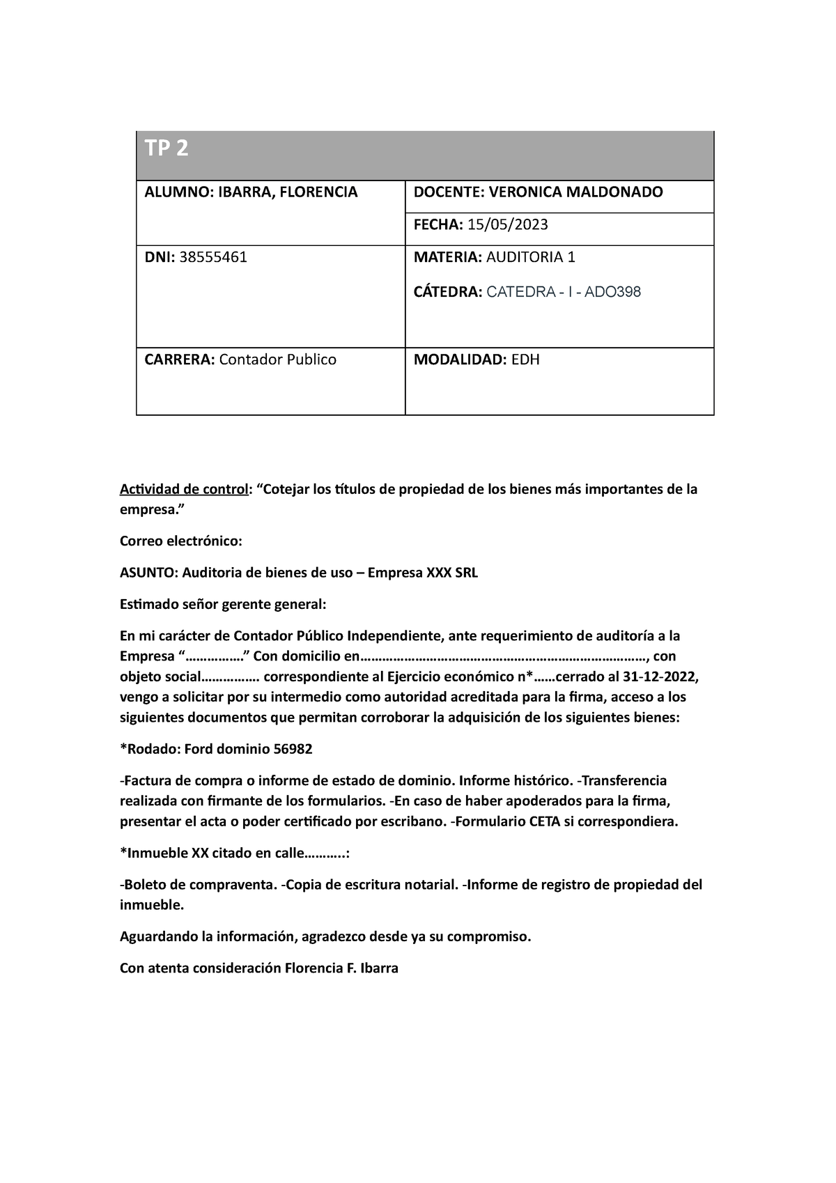 Tp 2 Auditoria 1 Tp2 Auditoría I Siglo 21 Studocu