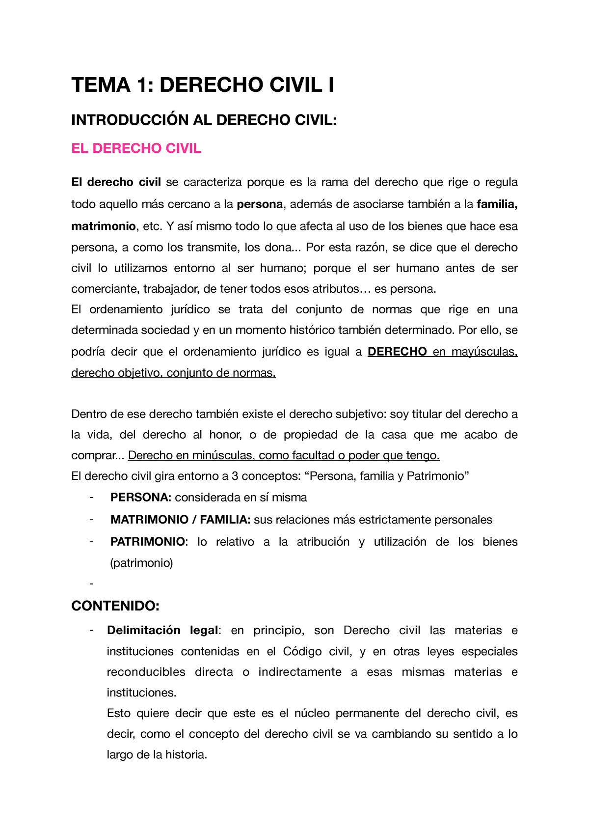 Tema 1 Derecho Civil Tema 1 Derecho Civil I IntroducciÓn Al Derecho