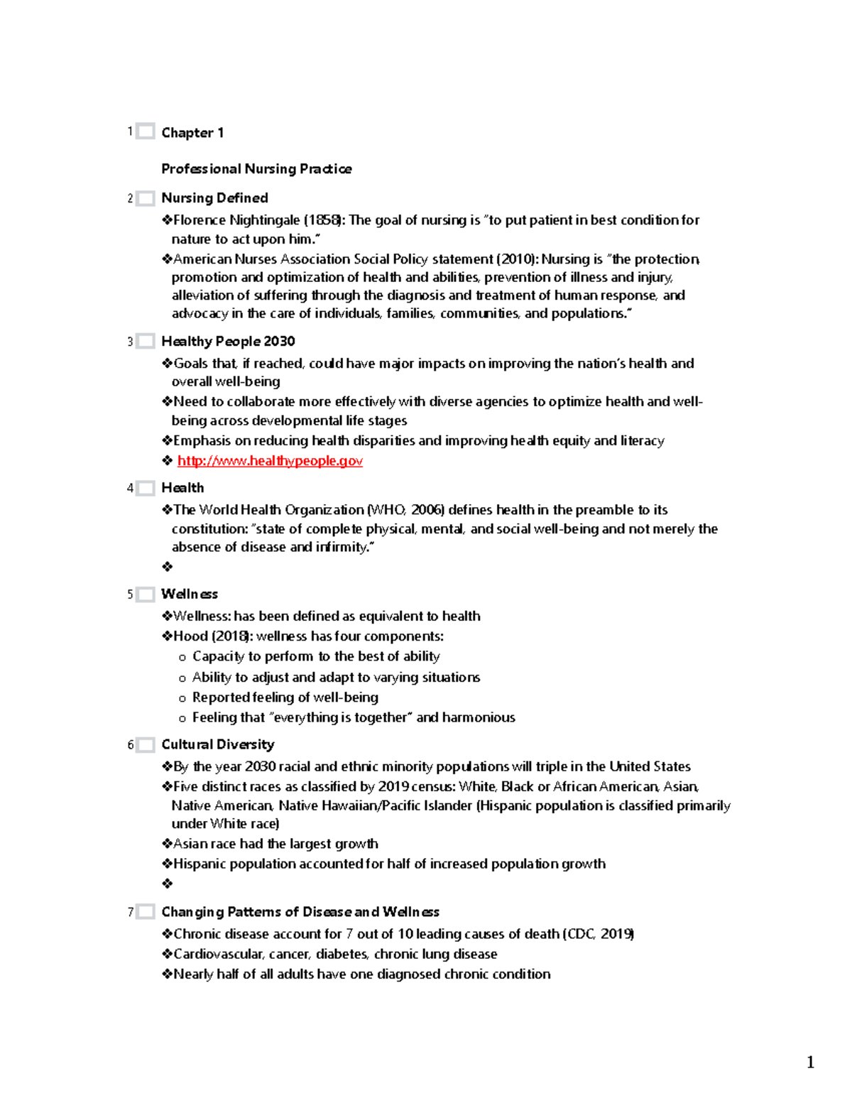 Chapter 1 Chapter 1 Professional Nursing Practice Nursing Defined