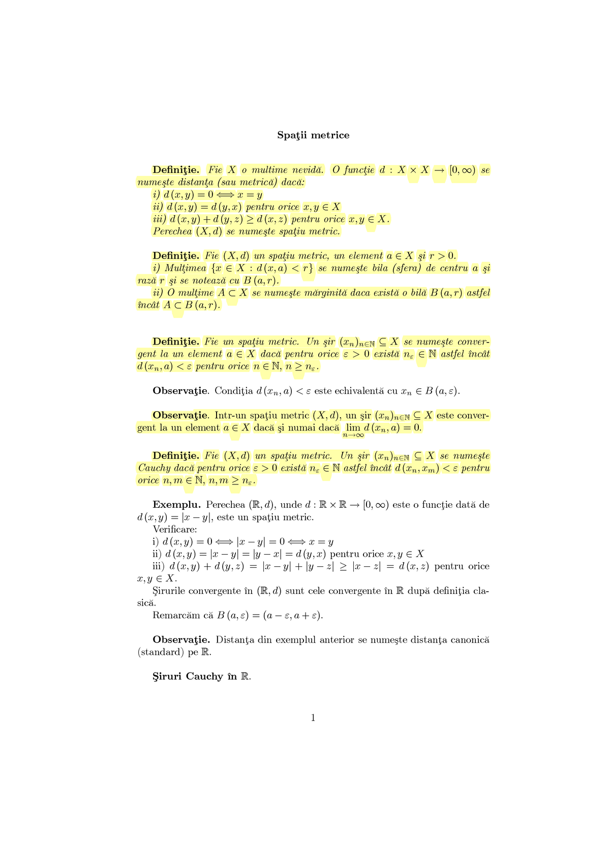 Curs3v4 Analiza Matematica Spa ̧tii Metrice Defini ̧tie Fie Xo