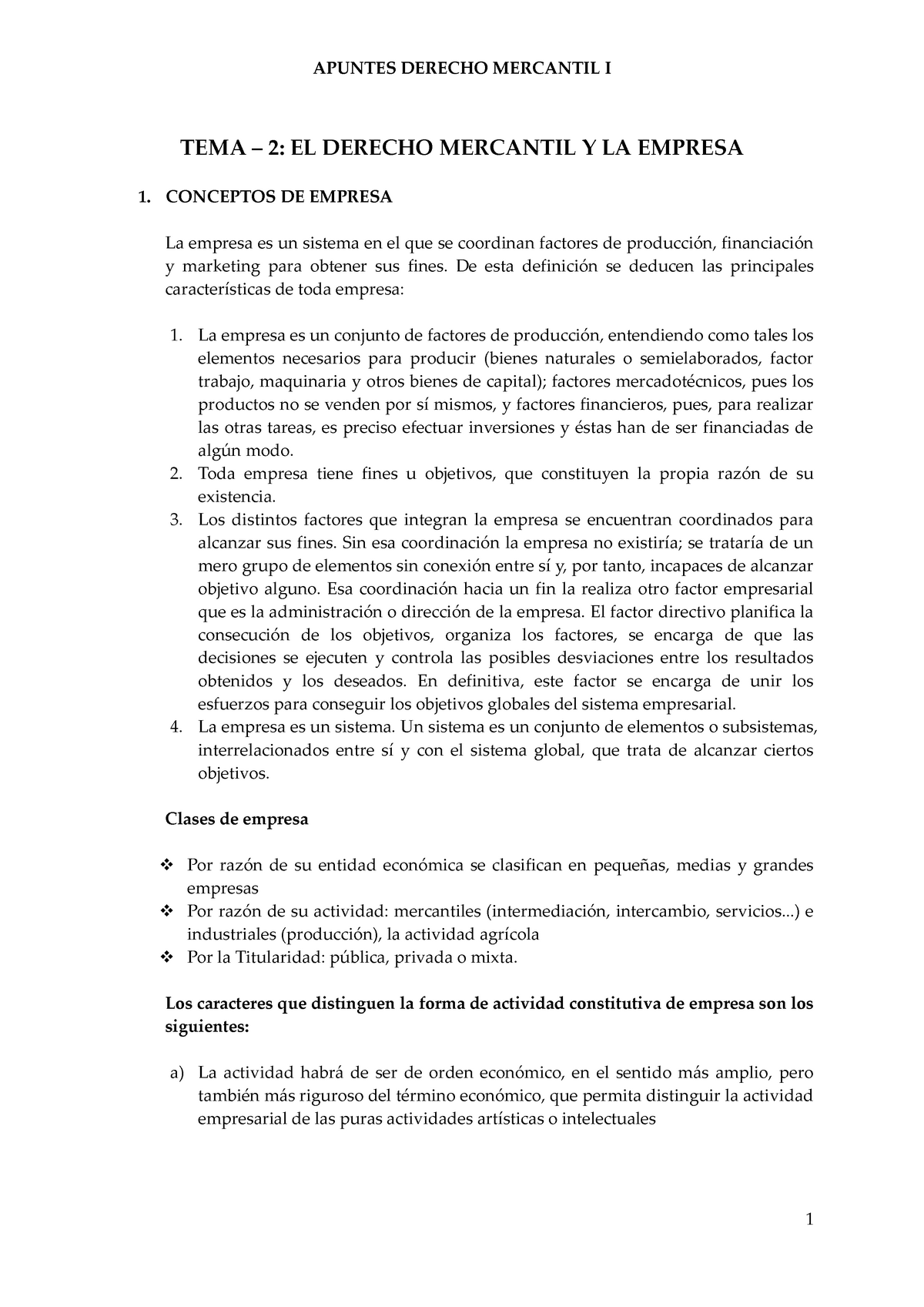 Apuntes Derecho Mercantil I Apuntes Derecho Mercantil I Tema 2 El