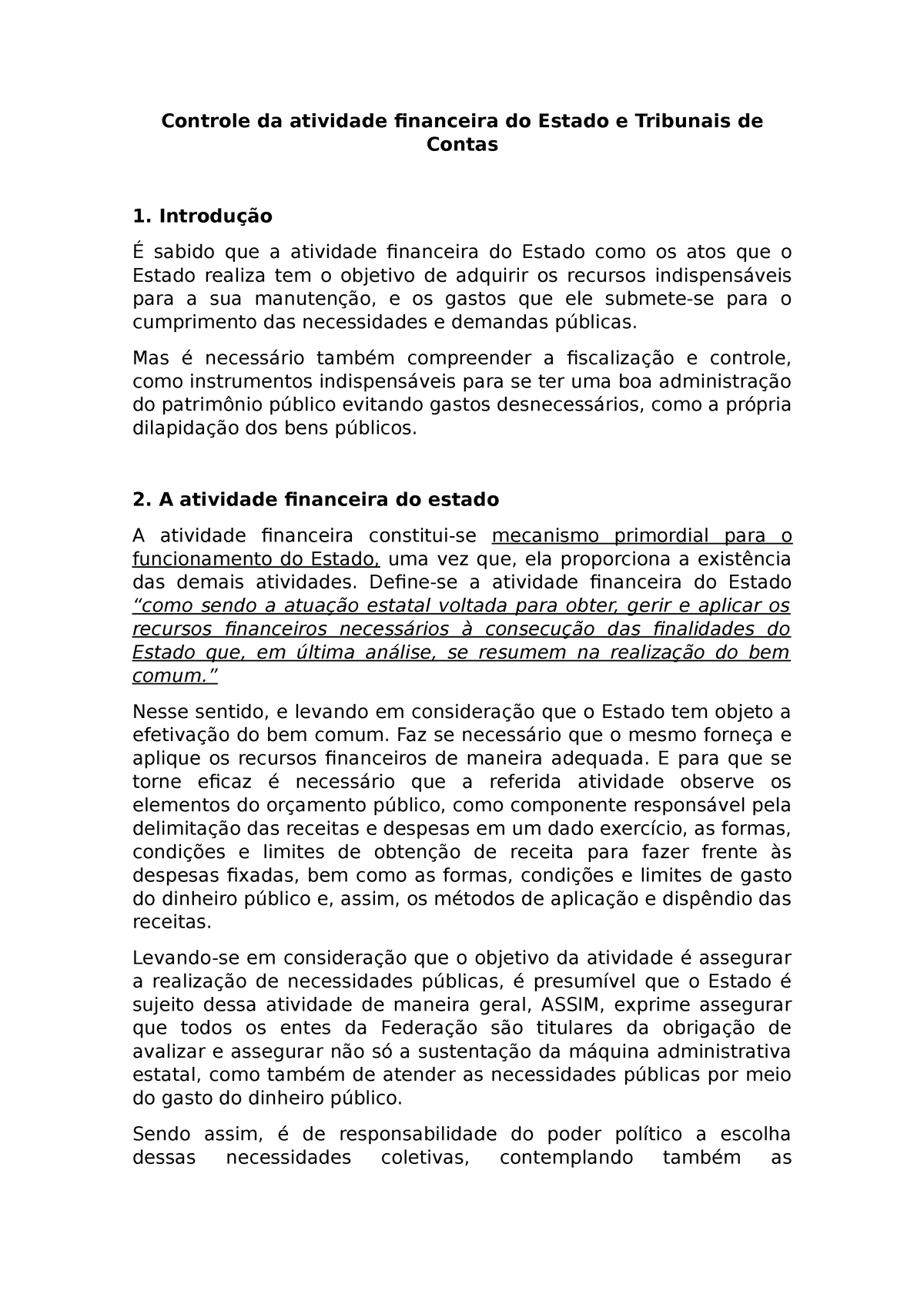 Aula Iv Controle Da Atividade Financeira Do Estado E Tribunais De