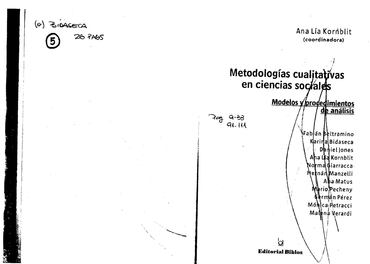 Ana Lia Kornblit Historias Y Relatos De Vida Métodos Cualitativos