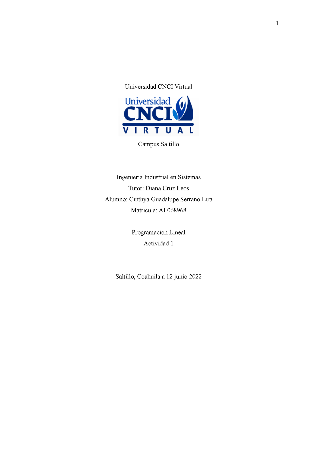 Programacion Lineal Act 1 1 Universidad Cnci Virtual Campus Saltillo