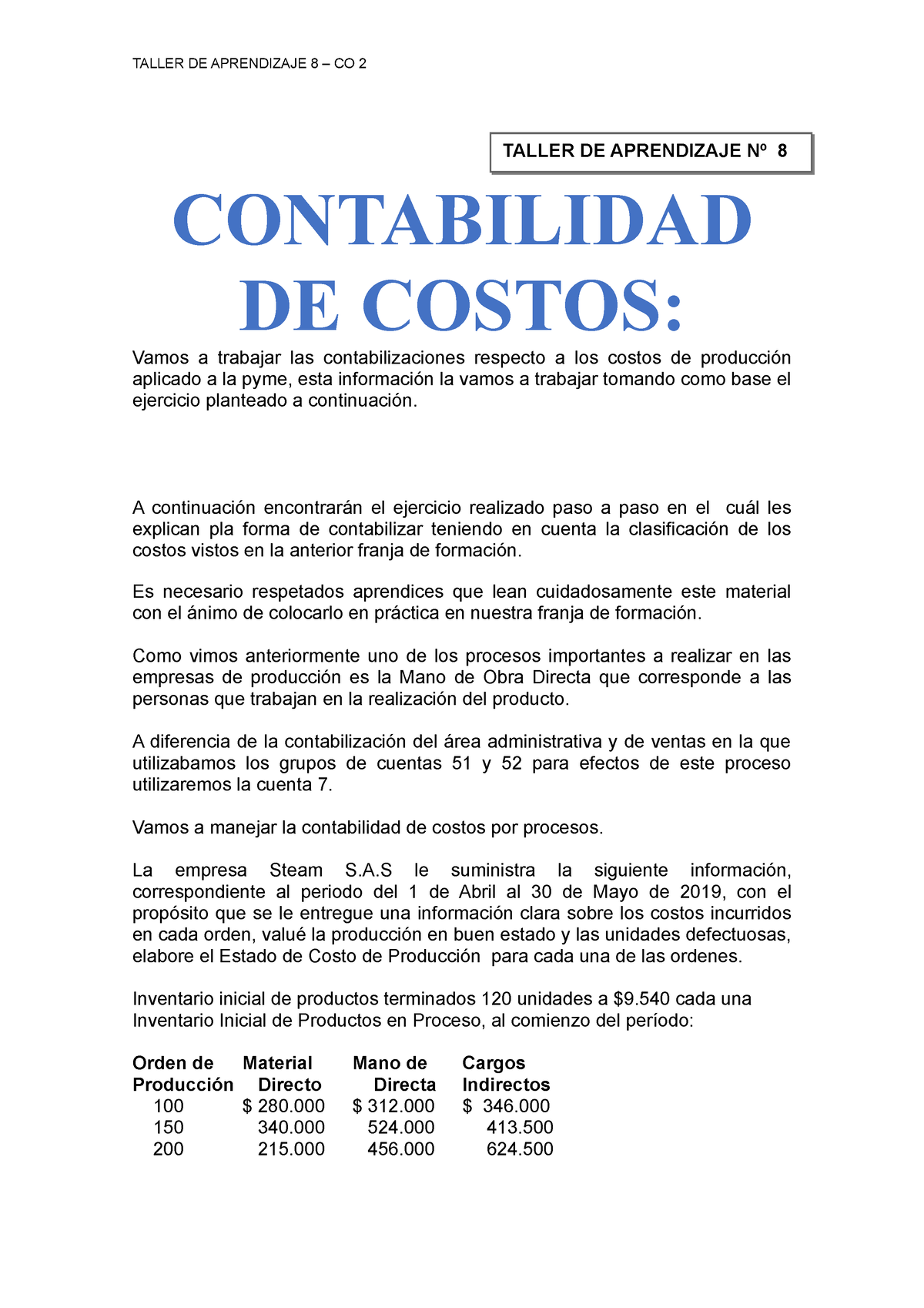 Contabilidad De Costos Año 2021 Contabilidad De Costos Vamos A