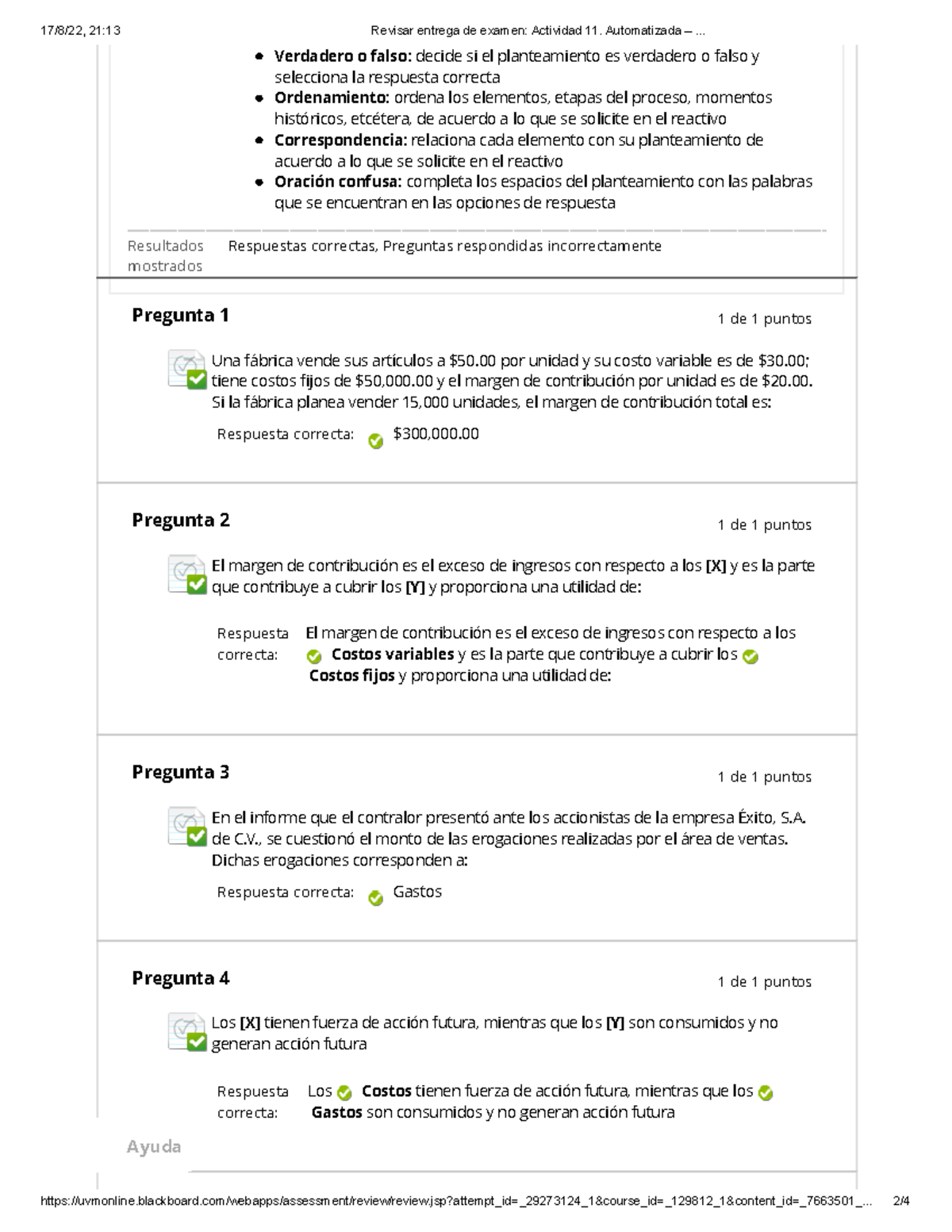 Actividad 11 Automatizada 10 Puntos 17822 2113 Revisar Entrega