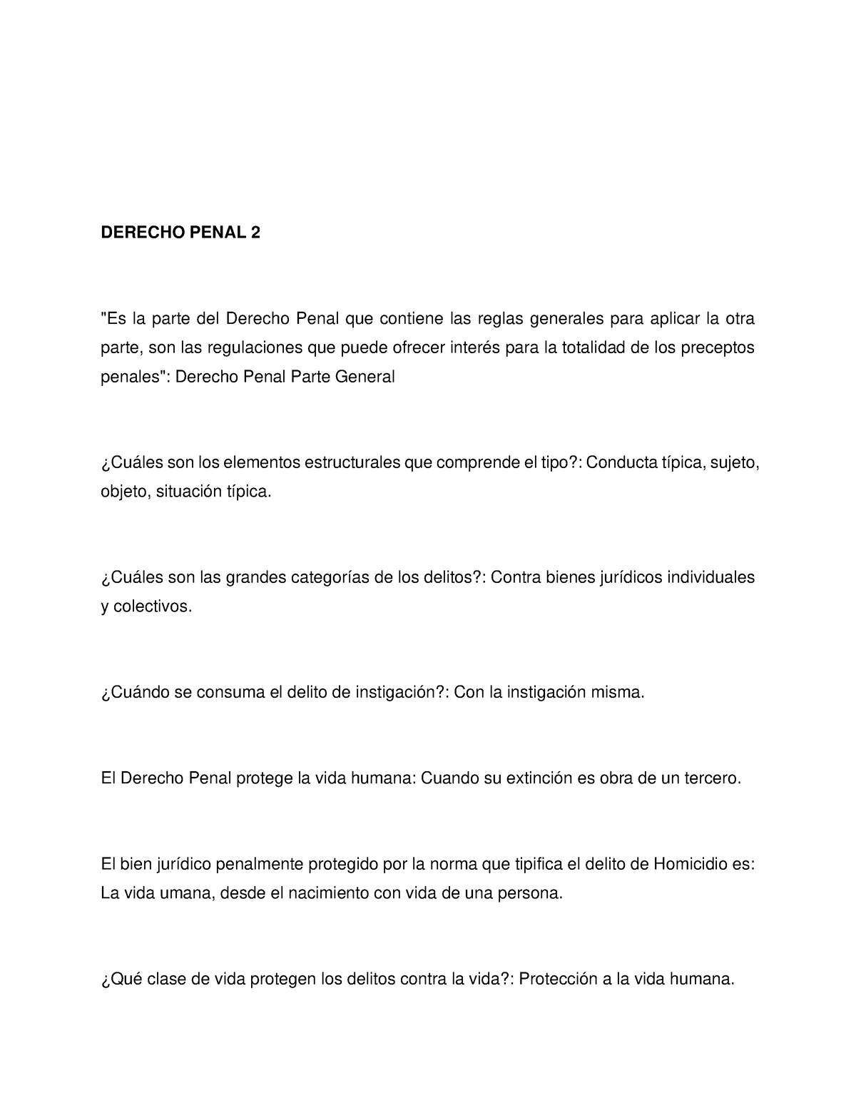 Dp Parte Especial 1 Apuntes Para Examen Derecho Penal 2 Es La