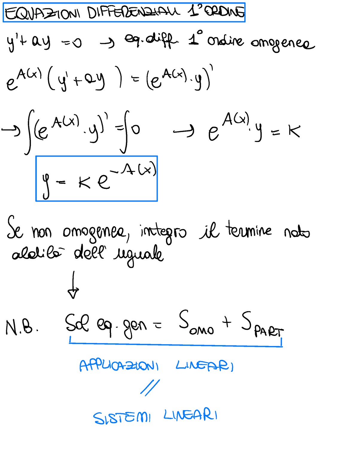 Equazioni Differenziali Equazioni Differenziali 1 ºordine Y Tay O