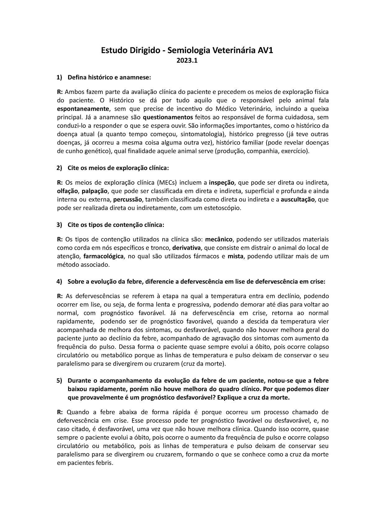 Ed Semiologia Av1 Estudo Dirigido 1ª Av Estudo Dirigido