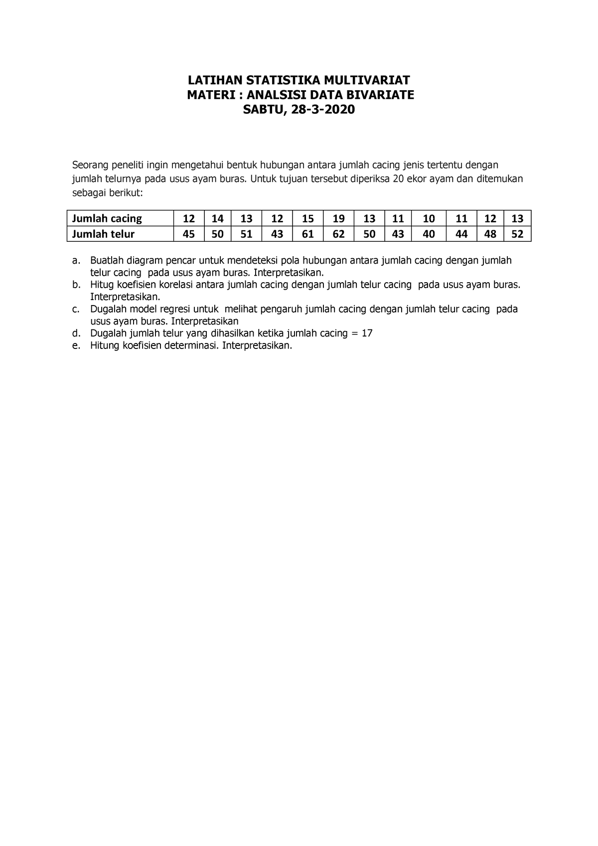 Latihan Soal Statistika 4 Latihan Statistika Multivariat Materi