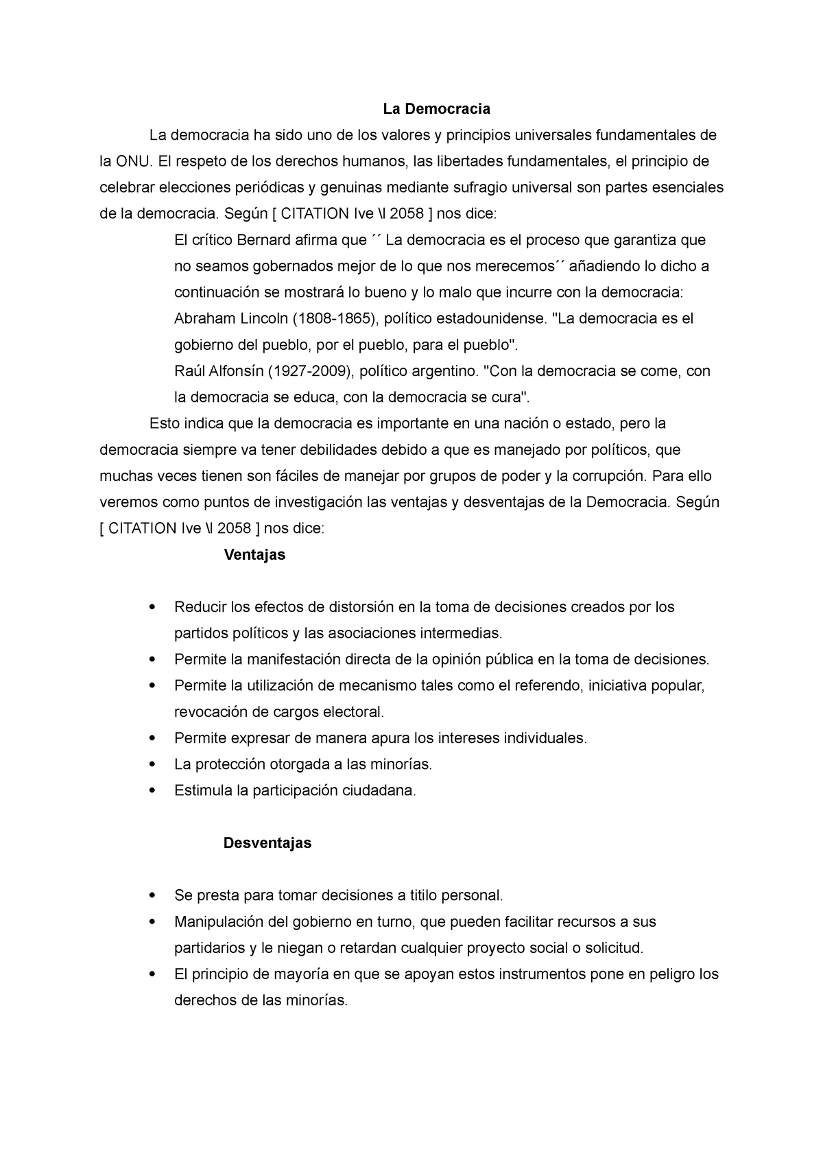 La Democracia Ventajas Y Desventajas Trabajo De Ciencia Política La