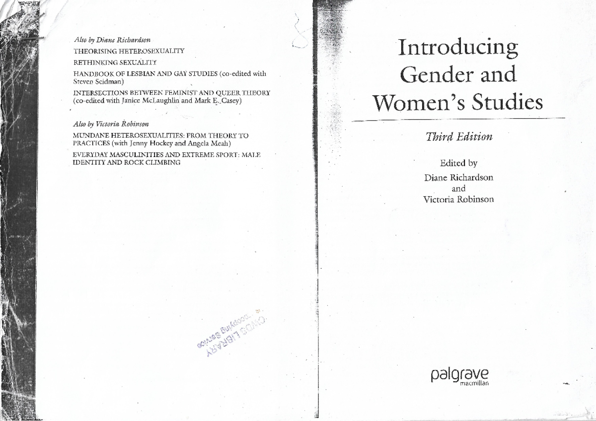 Dianne Richardson Conceptualizing Gender Feminism Theory And Practice