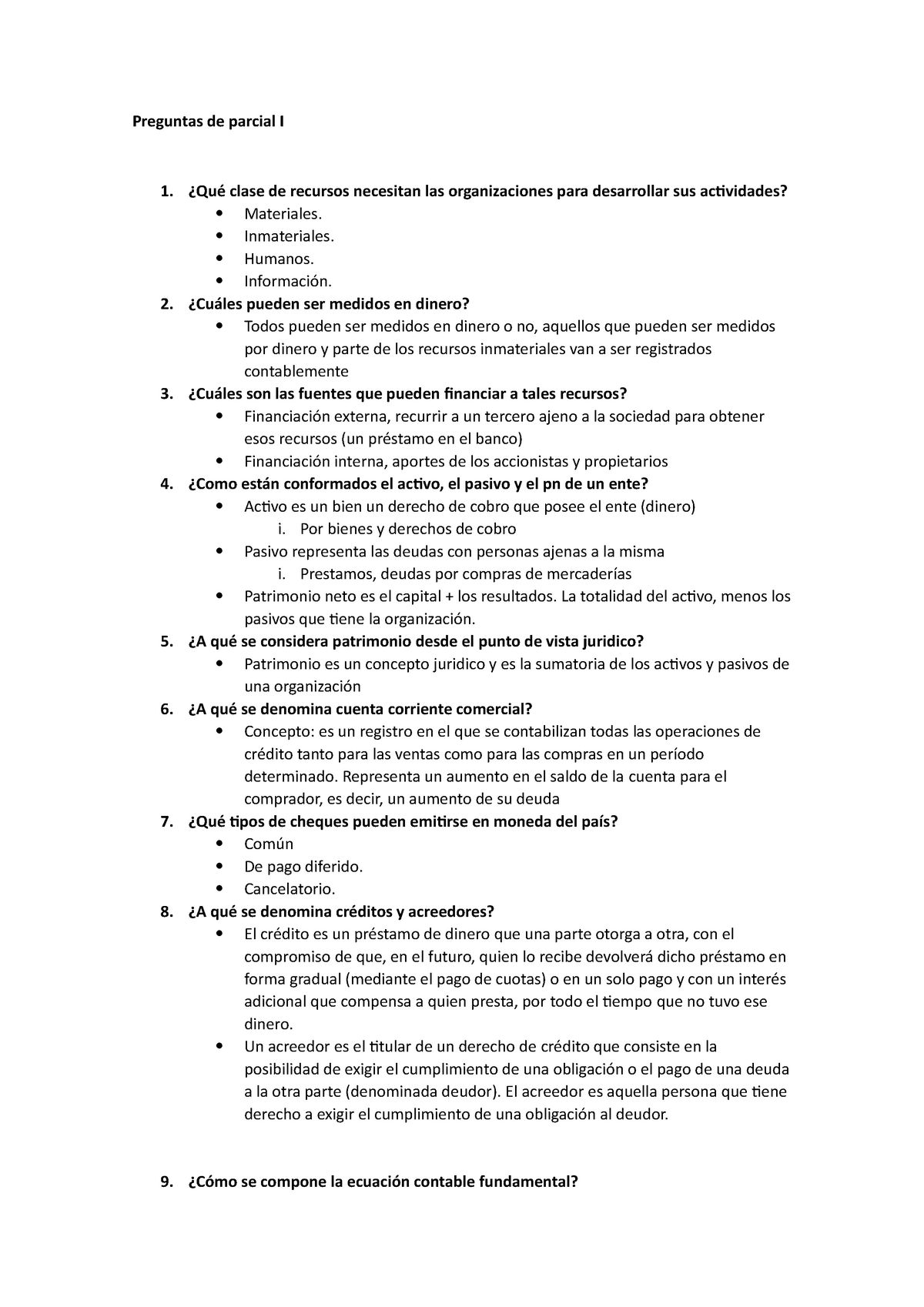 80 Preguntas Y Respuestas De Parcial Contabilidad Preguntas De