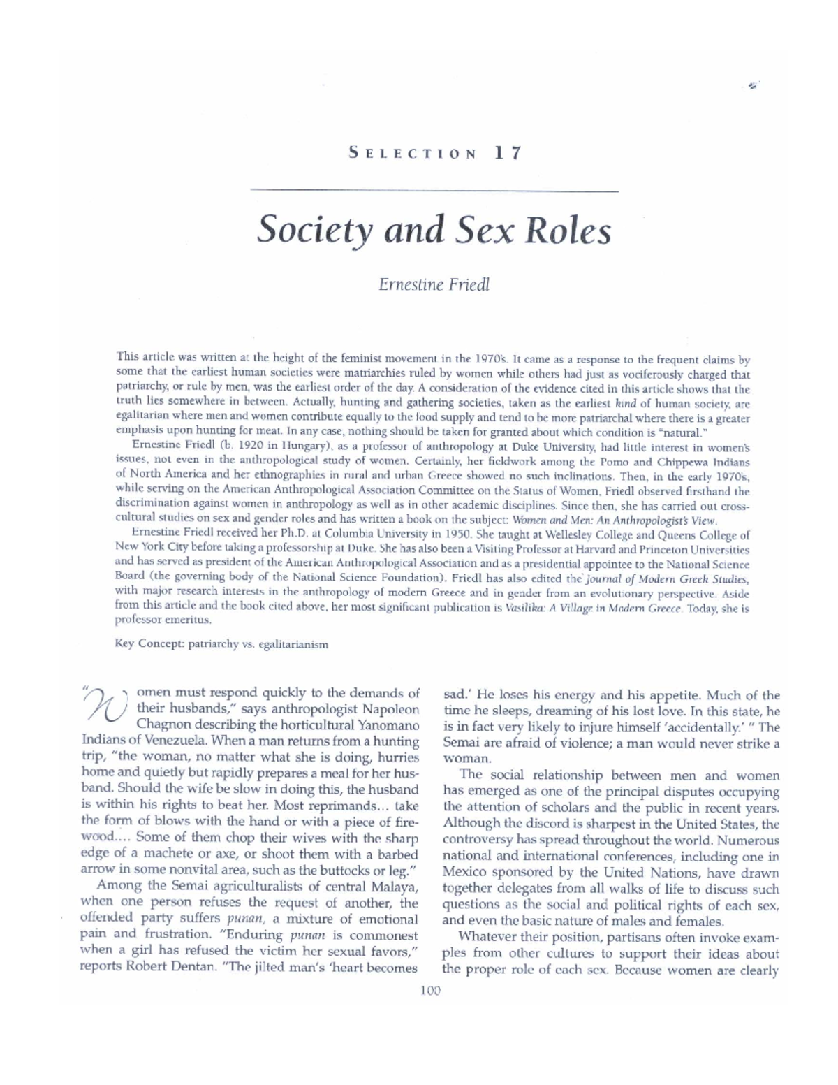 Society And Sex Roles 3 Humanities And Social Sciences Studocu