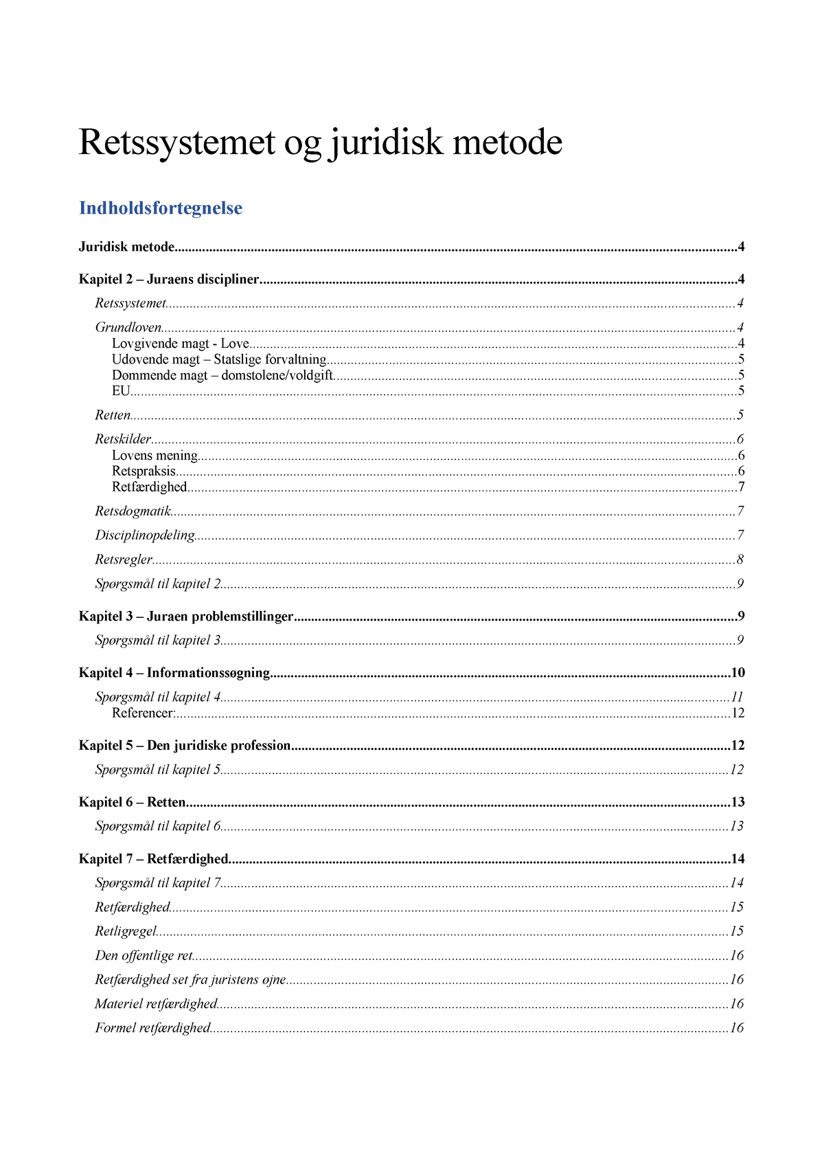 Juridisk Metode Noter Fra Undervisning Med Enkelte Henvisninger Til