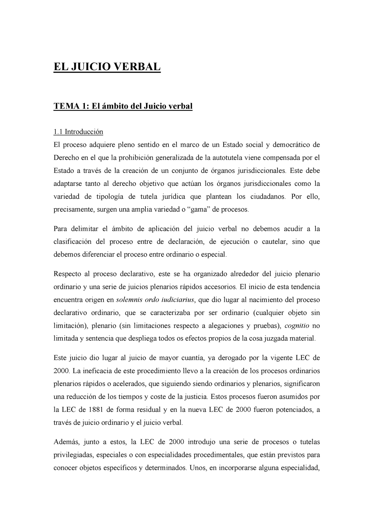 El Juicio Verbal Resumen Del Libro El Juicio Verbal Tema 1 El