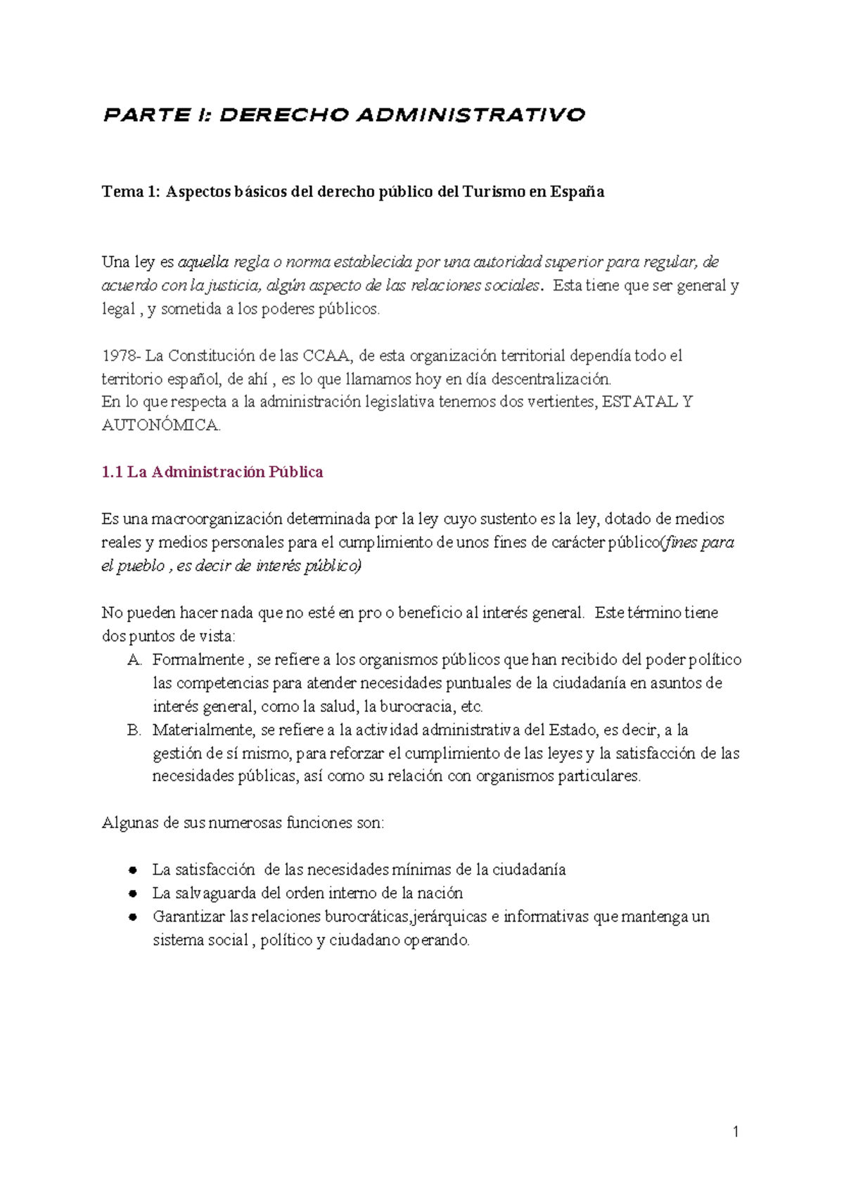 Derecho Y Legislación Apuntes Administrativo Parte I Derecho